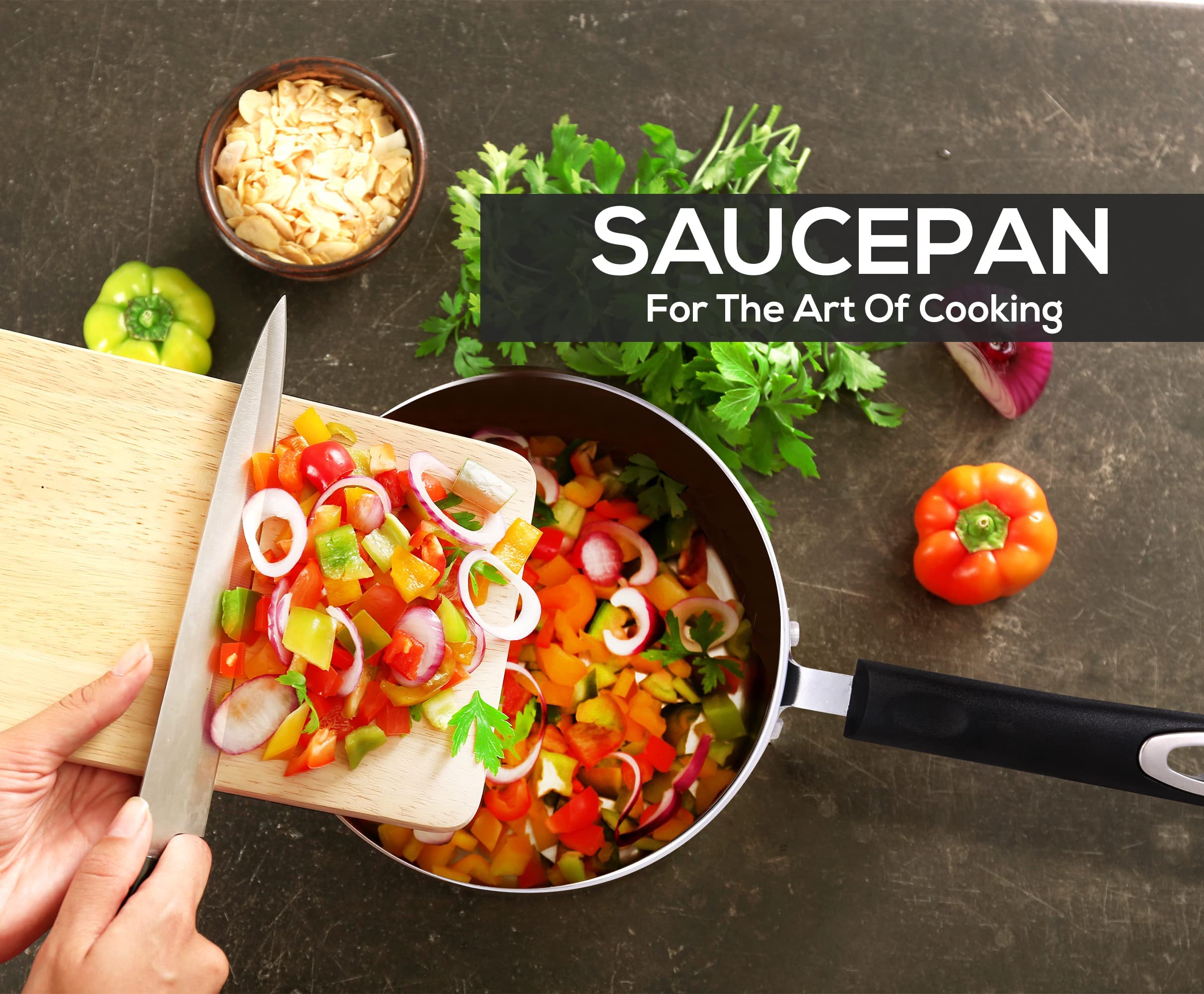 Utopia Kitchen Nonstick Saucepan Set - 1 Quart and 2 Quart - Glass Lid - Multipurpose Use for Home Kitchen or Restaurant (Black)