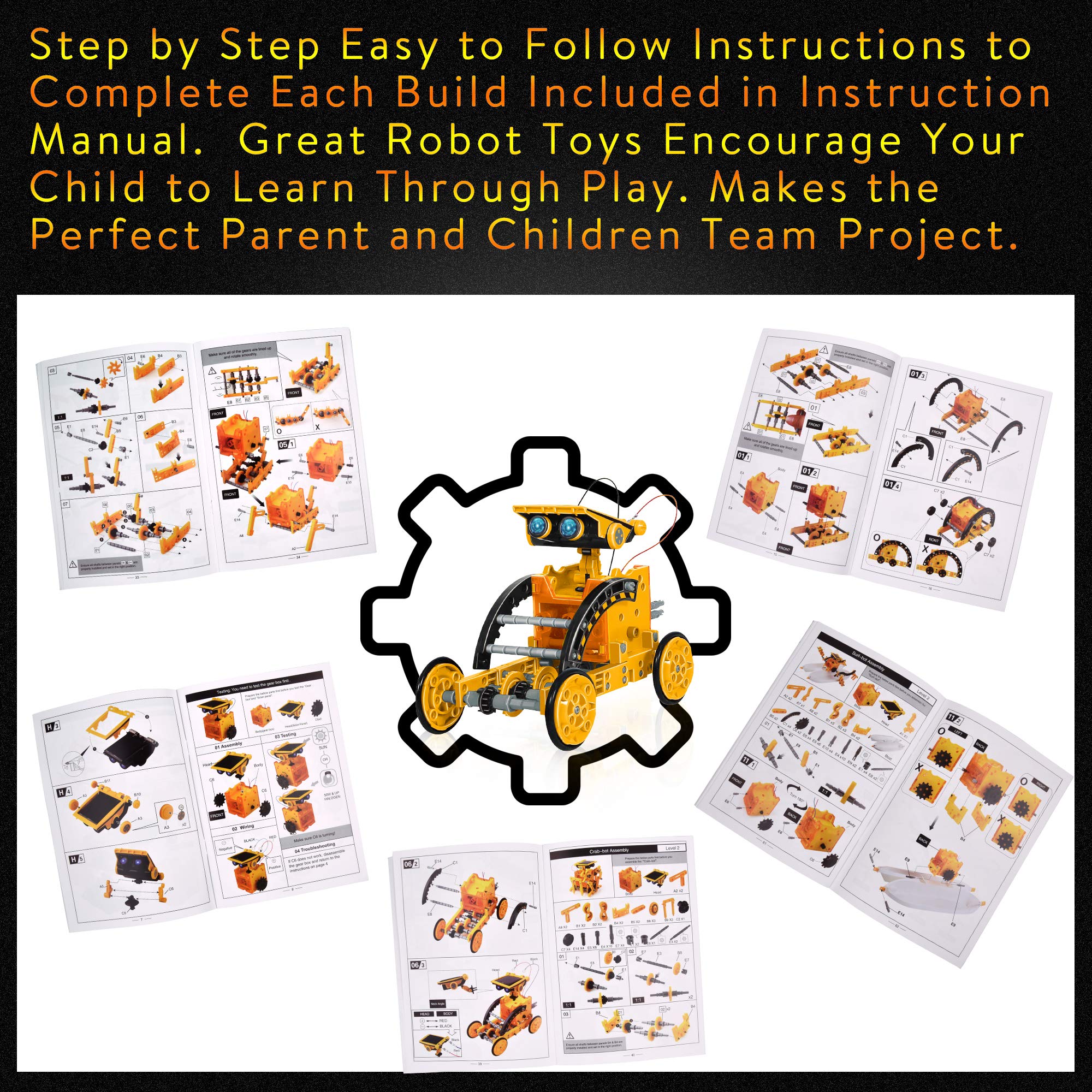 STEM Solar Robot Toys 12-in-1, 190 Pieces Solar and Cell Powered 2 in 1, Educational DIY Assembly Kit Science Building Set Gifts for Kids Aged 8+