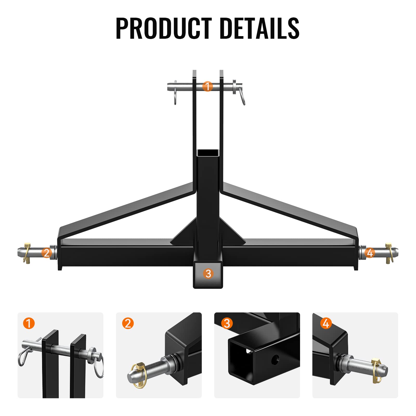 Sulythw 3 Point Hitch 2β Receiver Quick Hitch Compatible, Tractor Mover Drawbar Hitch, 3 Pt Quick Hitch Farm Equipment and Subcompact Trailer Hitch for Tractor Standard Category 1