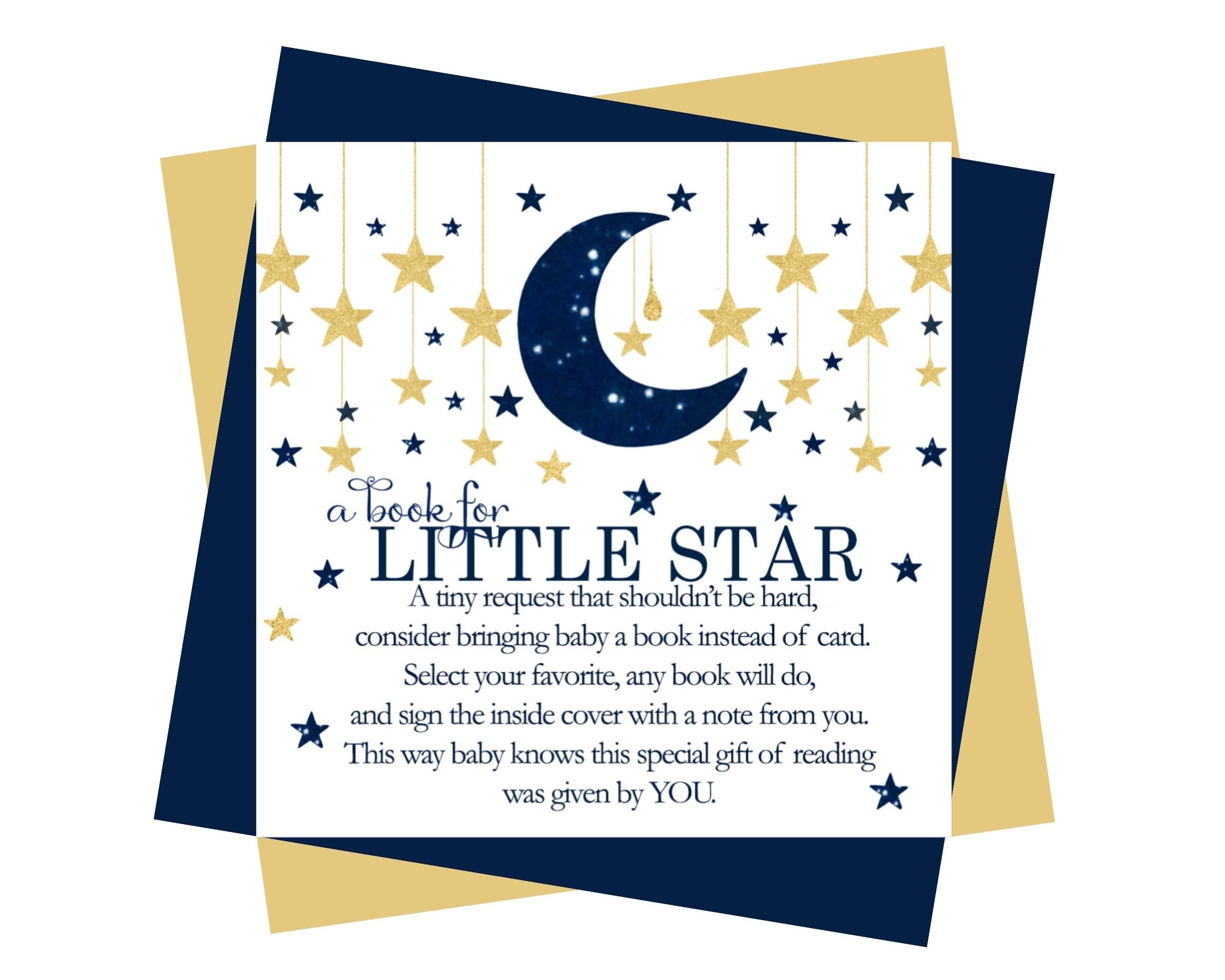 Twinkle Little Star Books for Baby Shower Cards, Invitation Inserts Boys Book Request, Bring Book Instead of Cards Poem, Cute Storybook-Theme Ideas, 25 Pack