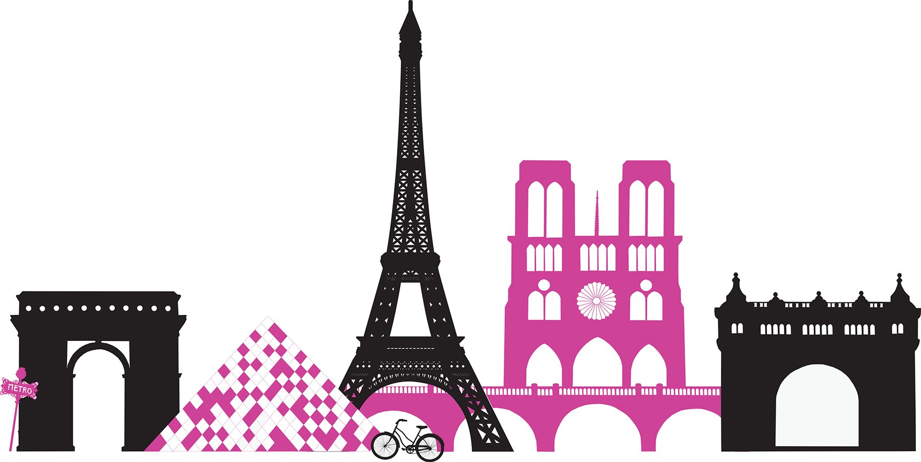 WallPops DWPK2428 Springtime in Paris Wall Art Kit, Black