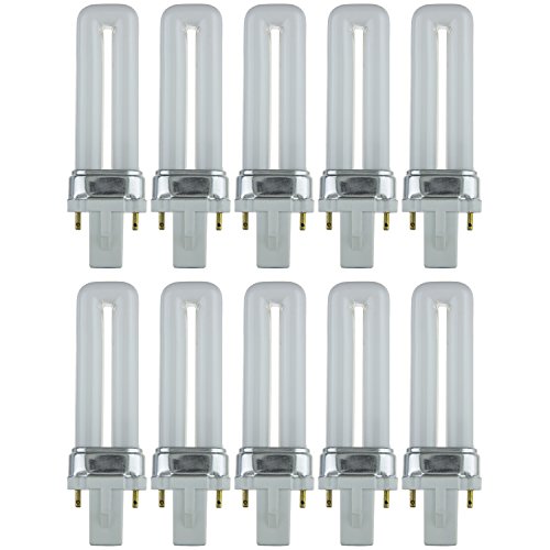 Sunlite PL5/SP41K/10PK 2-Pin Fluorescent 5W 4100K Cool White U Shaped PL CFL Twin Tube Plugin Light Bulbs with G23 Base (10 Pack)