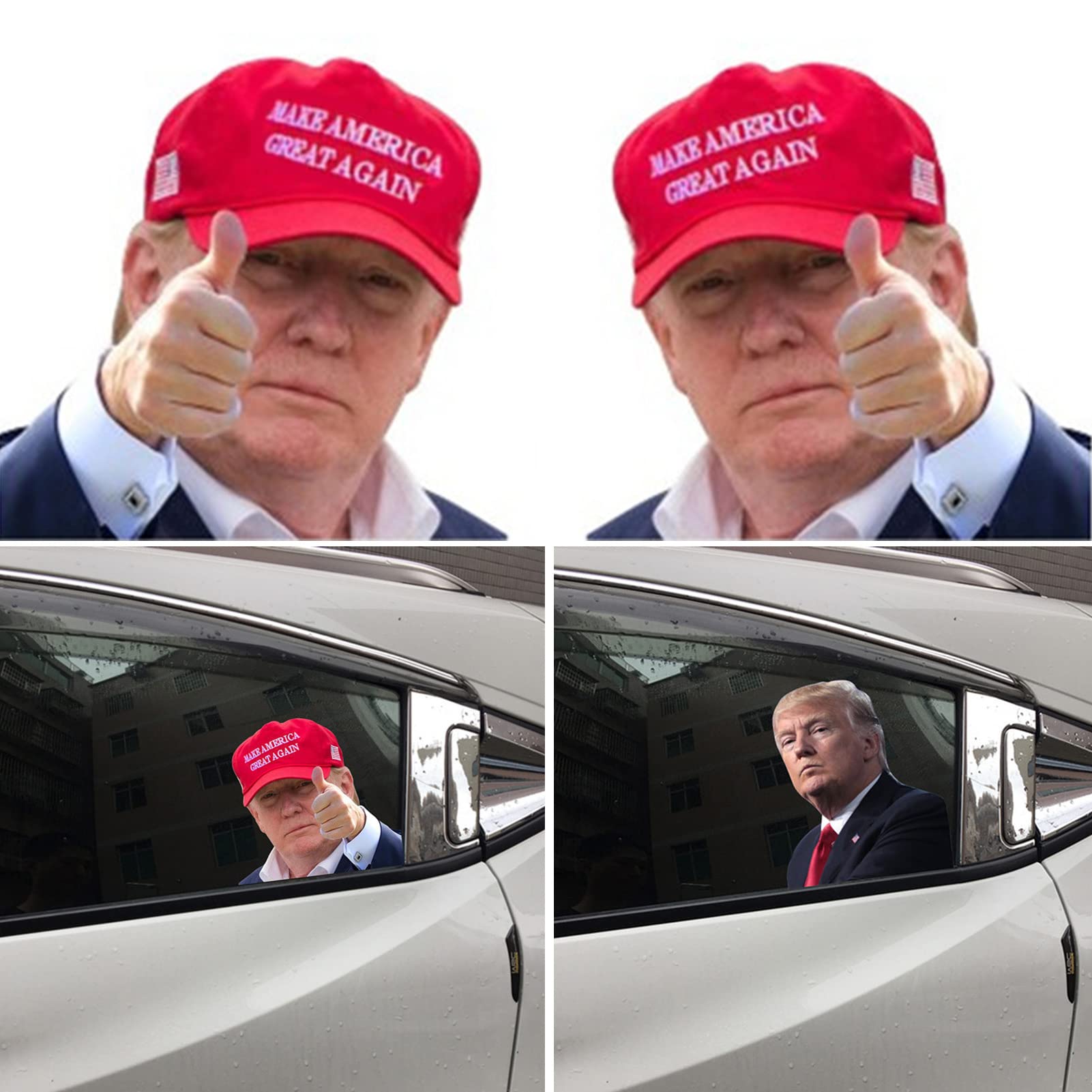 Trump Car Window Stickers,Car Window Sticker Waterproof Trump Bumper Sticker Waterproof PVC Auto Window Decal Cling No Residue Left and Right Waterproof Reflective Funny Stickers for Vehicles