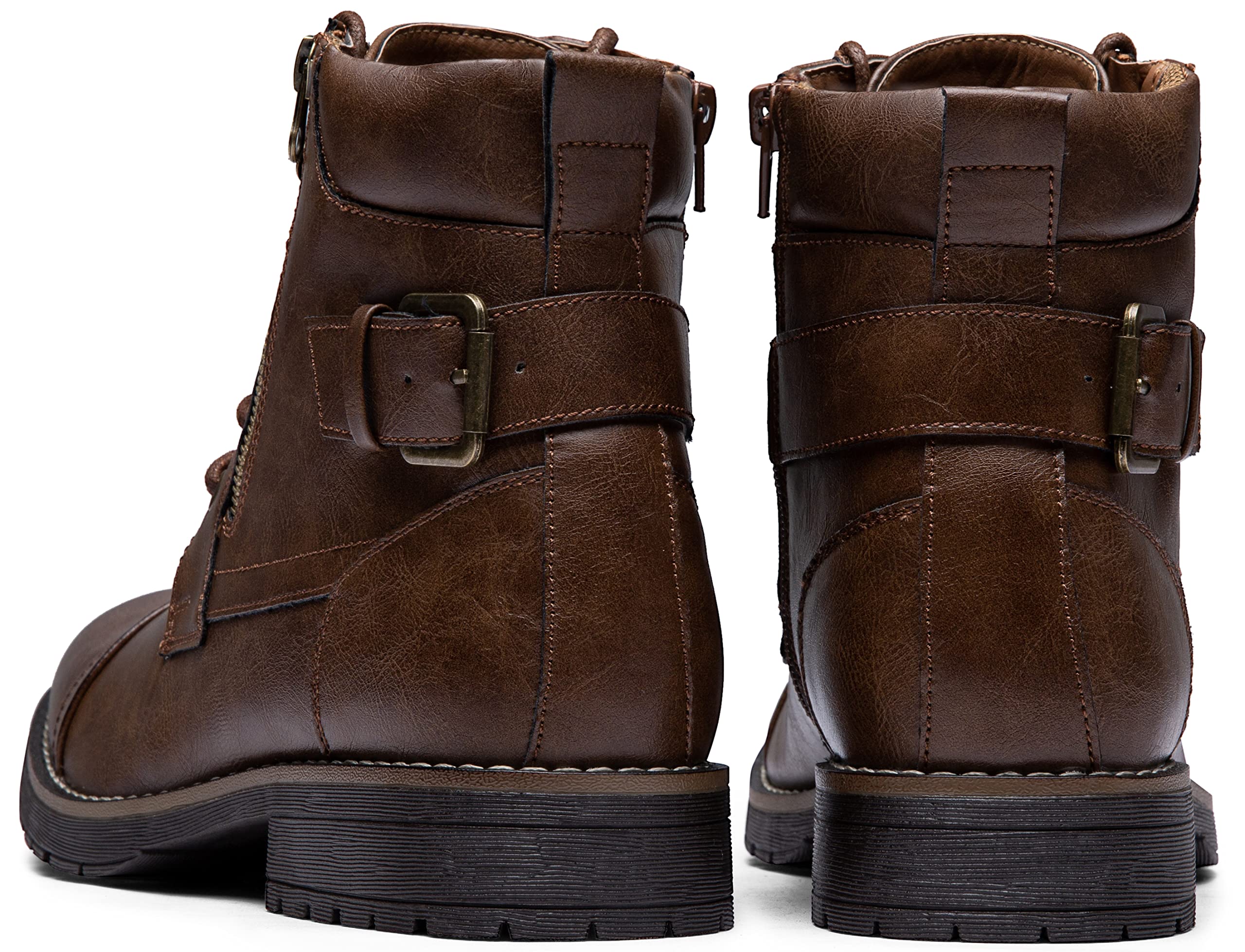 Vostey Men's Boots Casual Dress Boots for Men Brown Boots Mens Motorcycle Combat Ankle Boot (BMY678A dark brown 10)