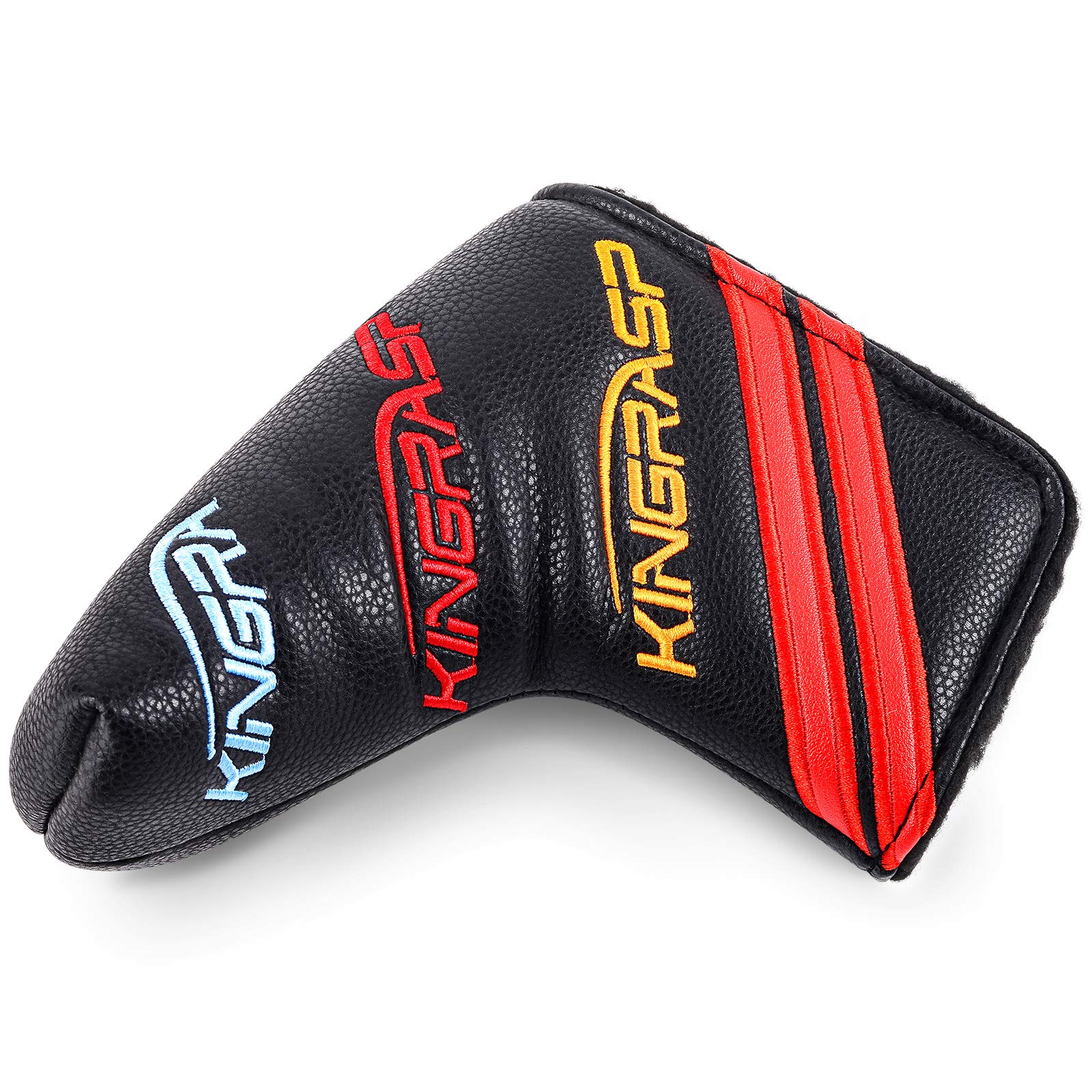wujiang Golf Putter Head Cover PU Leather T Word Headcover Fits All Brands Men Women (Black red)
