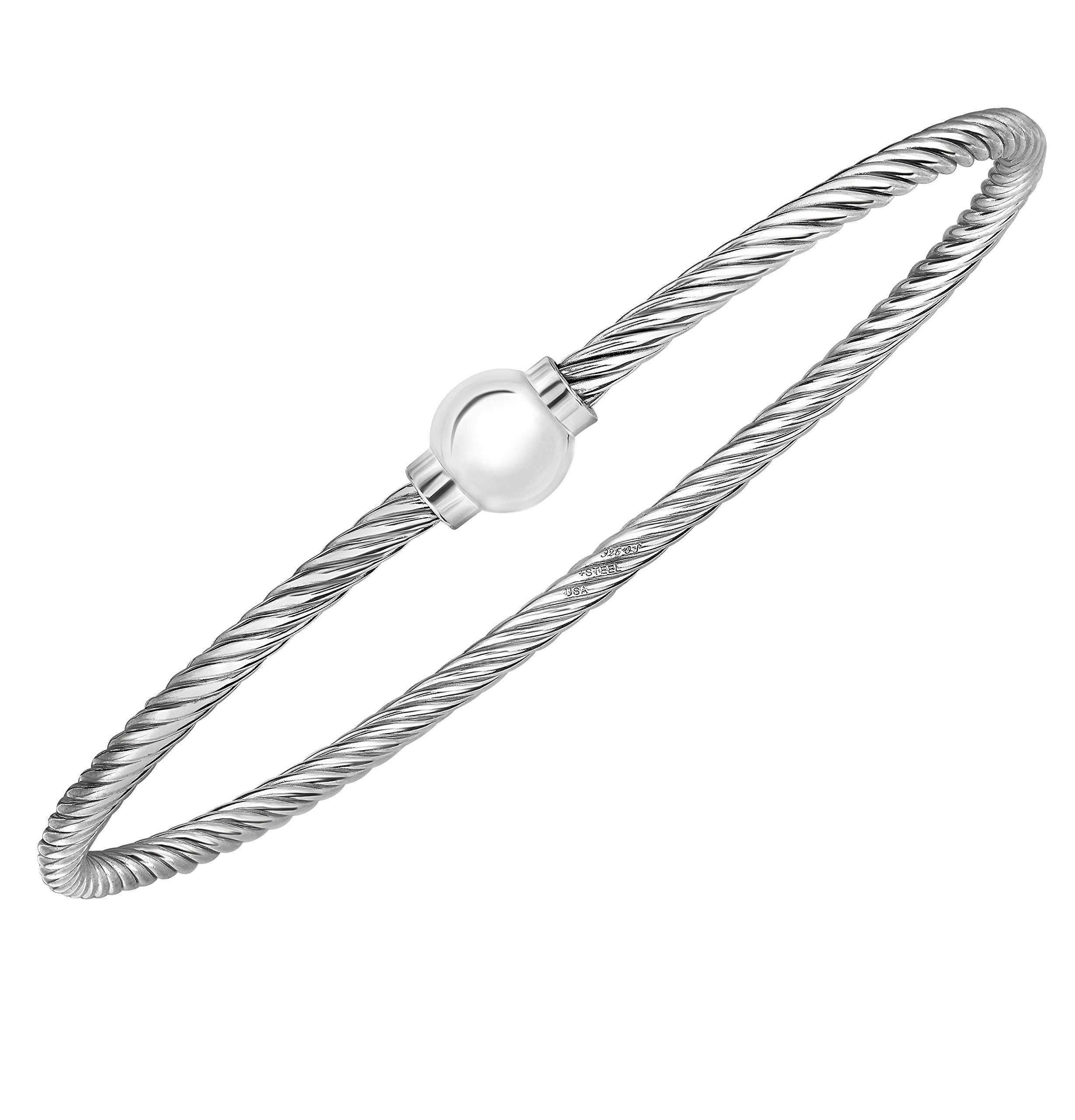 Unique Royal Jewelry 925 Solid Sterling Silver Screw Twisted Bracelet. (Size 6.5)