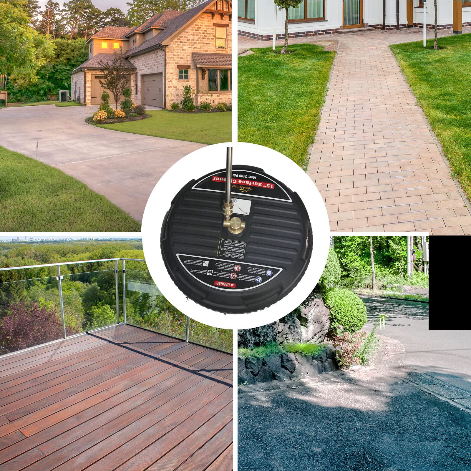 Twinkle Star Pressure Washer Surface Cleaner (15ββ, Black-3100PSI)