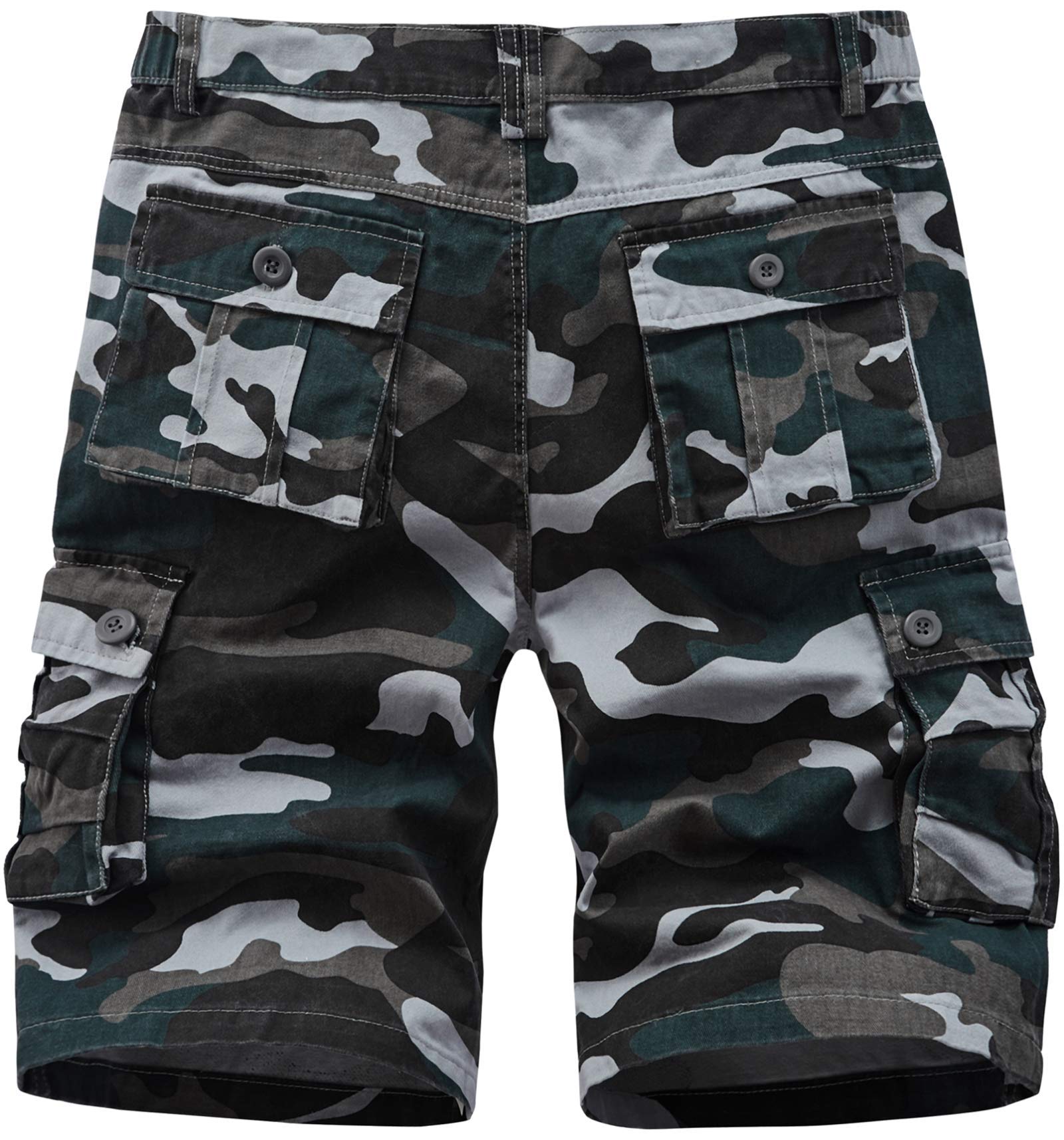 Vcansion Men's Cotton Military Camo Cargo Shorts Relaxed Fit Casual Shorts with Multi-Pockets White Camo US 40