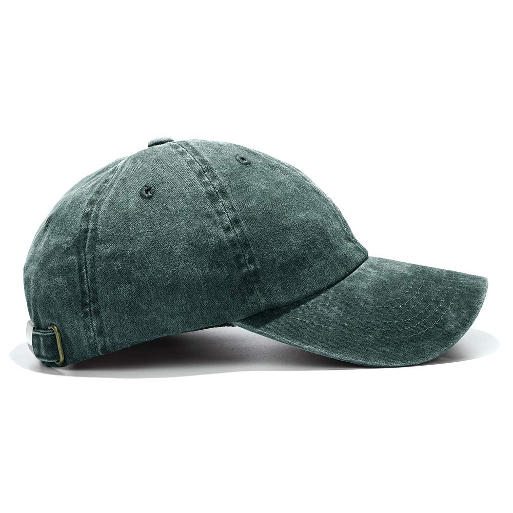 Vankerful Unisex Vintage Washed Dyed Dad Hat Plain Cotton Twill Low Profile Adjustable Solid Colour Baseball Cap Strapback (Army Green)