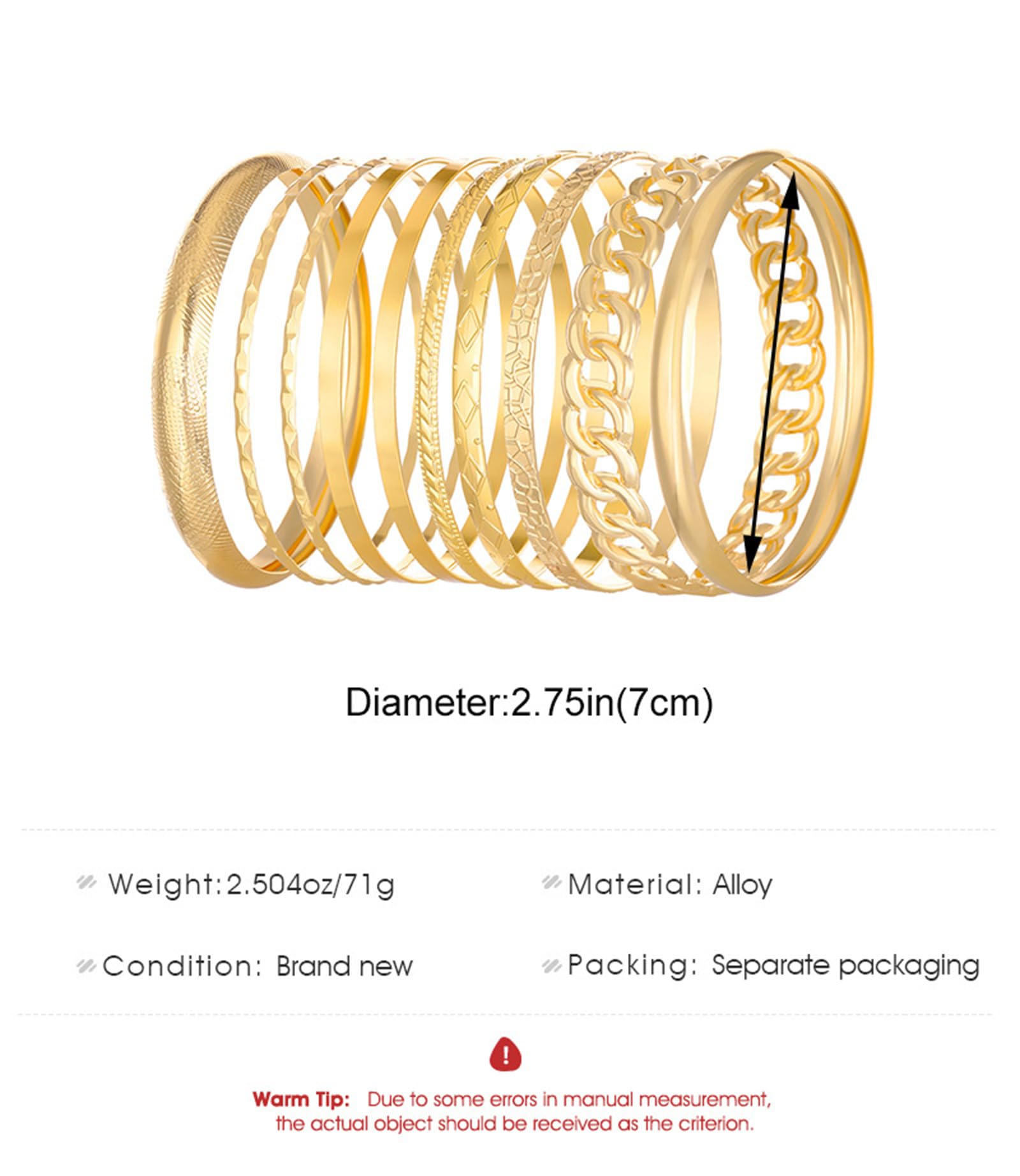 YBMYCM 10Pcs Gold Bangle Bracelet Set for Women Multi Layer Stackable Wide Bangles Indian Chunky Bangle Bracelets Ethnic Glossy Textured Bracelets Wedding Outfit Jewelry