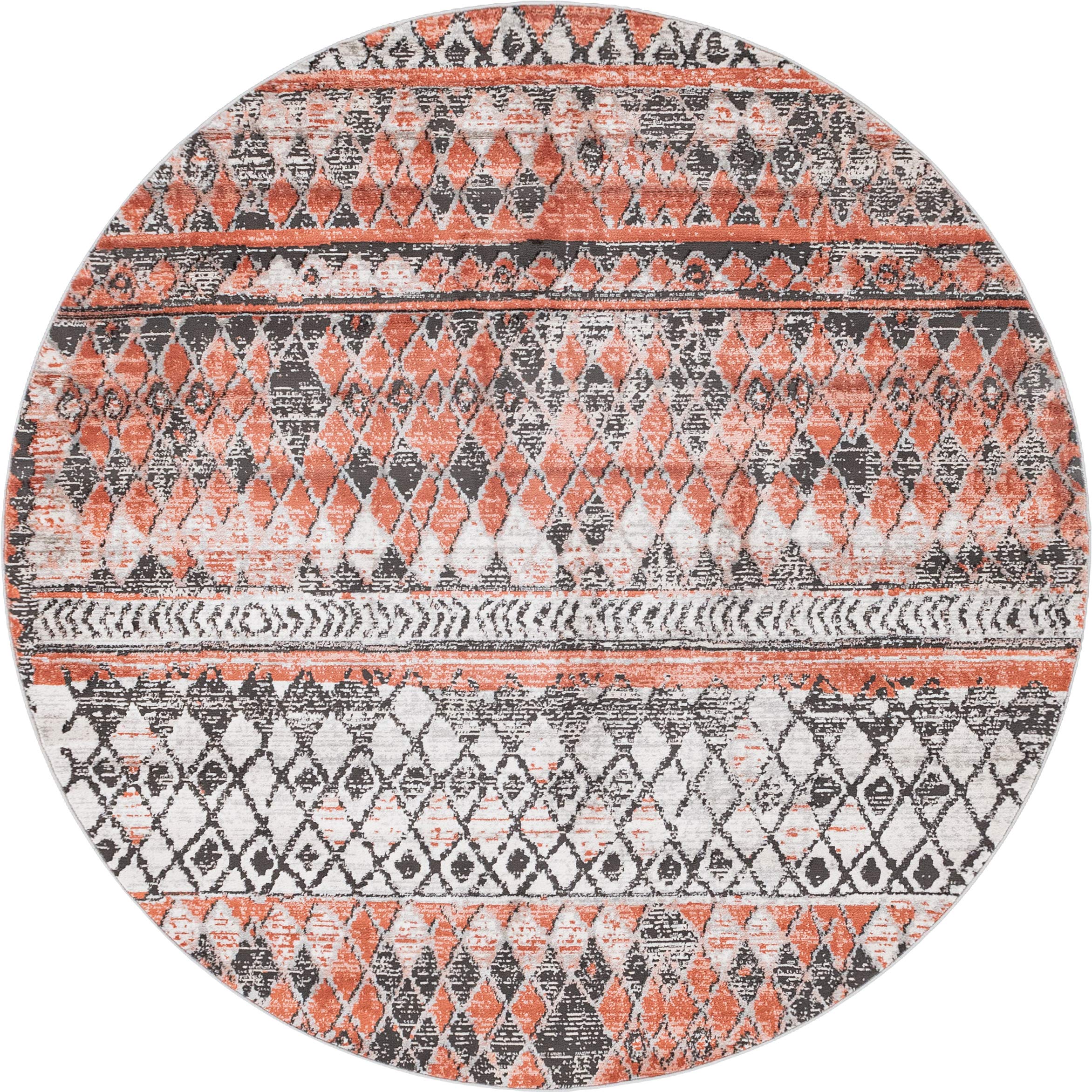 Rugs.com Leipzig Collection Round Rug â 7 Ft Round Salmon Low-Pile Rug Perfect for Kitchens, Dining Rooms