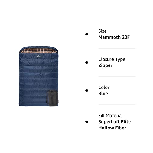 TETON Sports Mammoth Queen Size Sleeping Bag- Double Sleeping Bag β A Warm Bag the whole family can enjoy β Great Sleeping Bag for Camping, Hunting and base camp. Compression Sack Included Blue