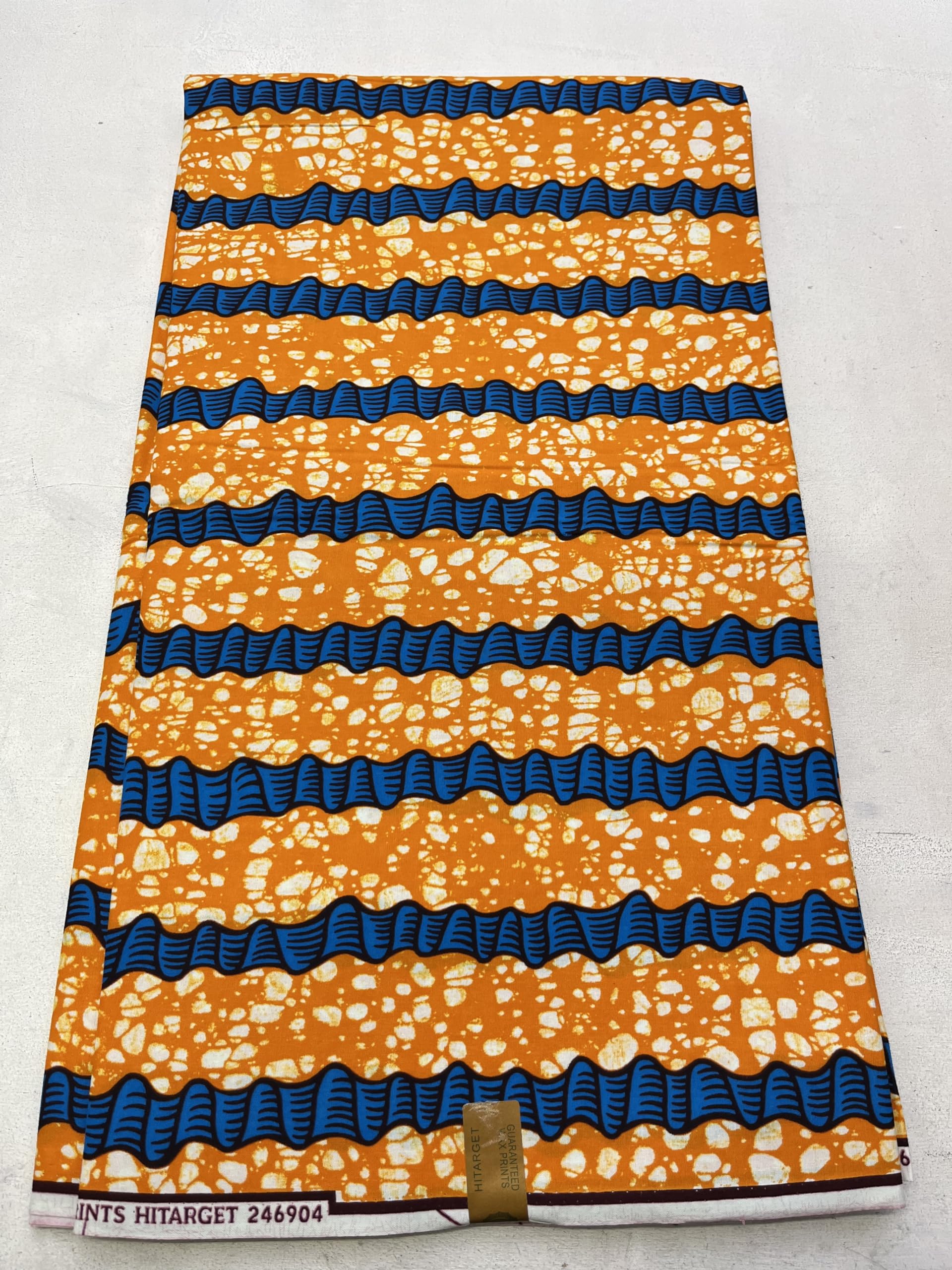 Sugar Cane Design African Guaranteed Wax Block Prints Fabric/African Ankara Wrapper Fabric Wax Fabrics /-Sell by 6 Yards-100% Cotton-for Dresses- Tangerine-Orange, Royal-Blue, White