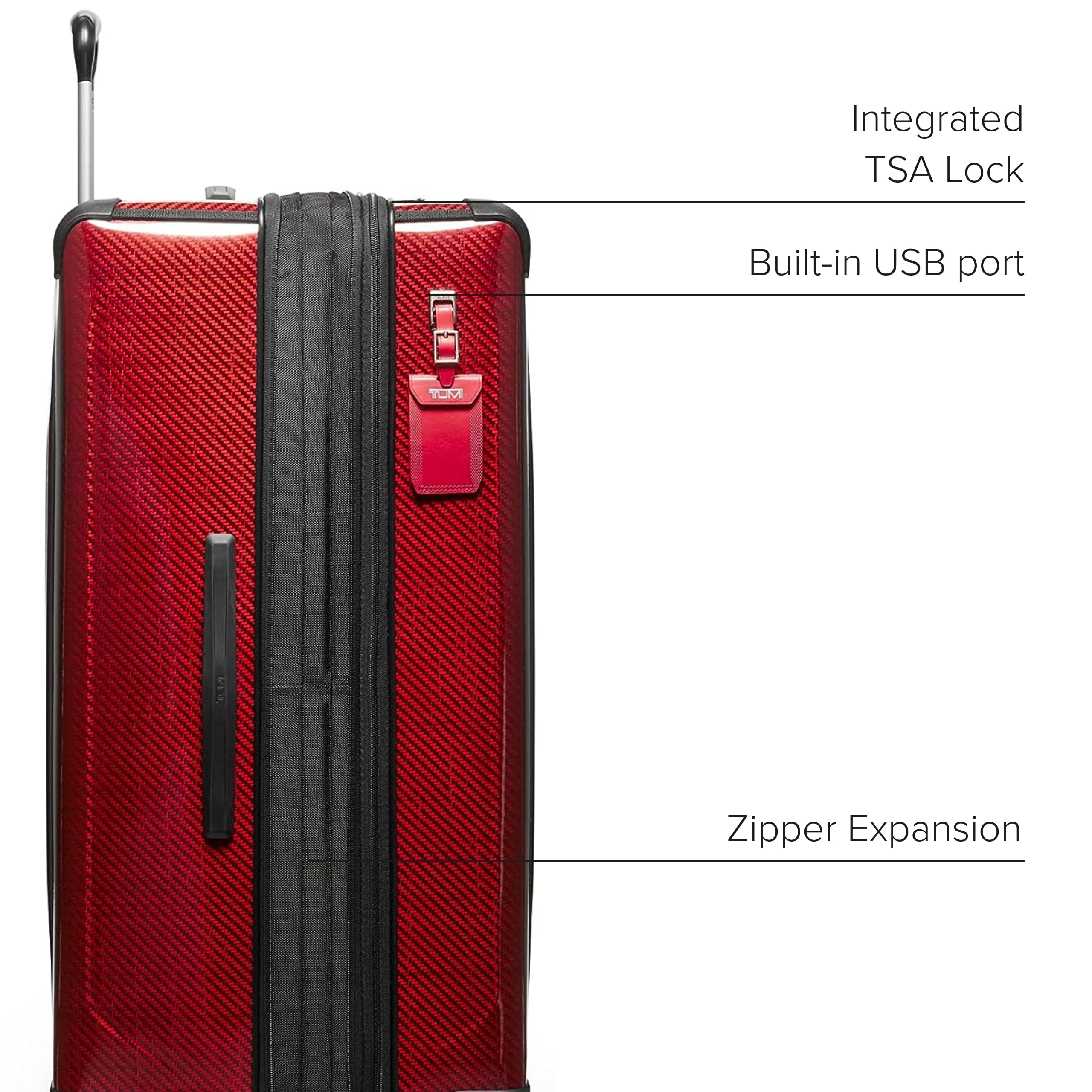 TUMI - Tegra-Lite Extended Trip Expandable 4 Wheeled Packing Suitcase - Roller Suitcase for Domestic & International Travel - Blaze Red