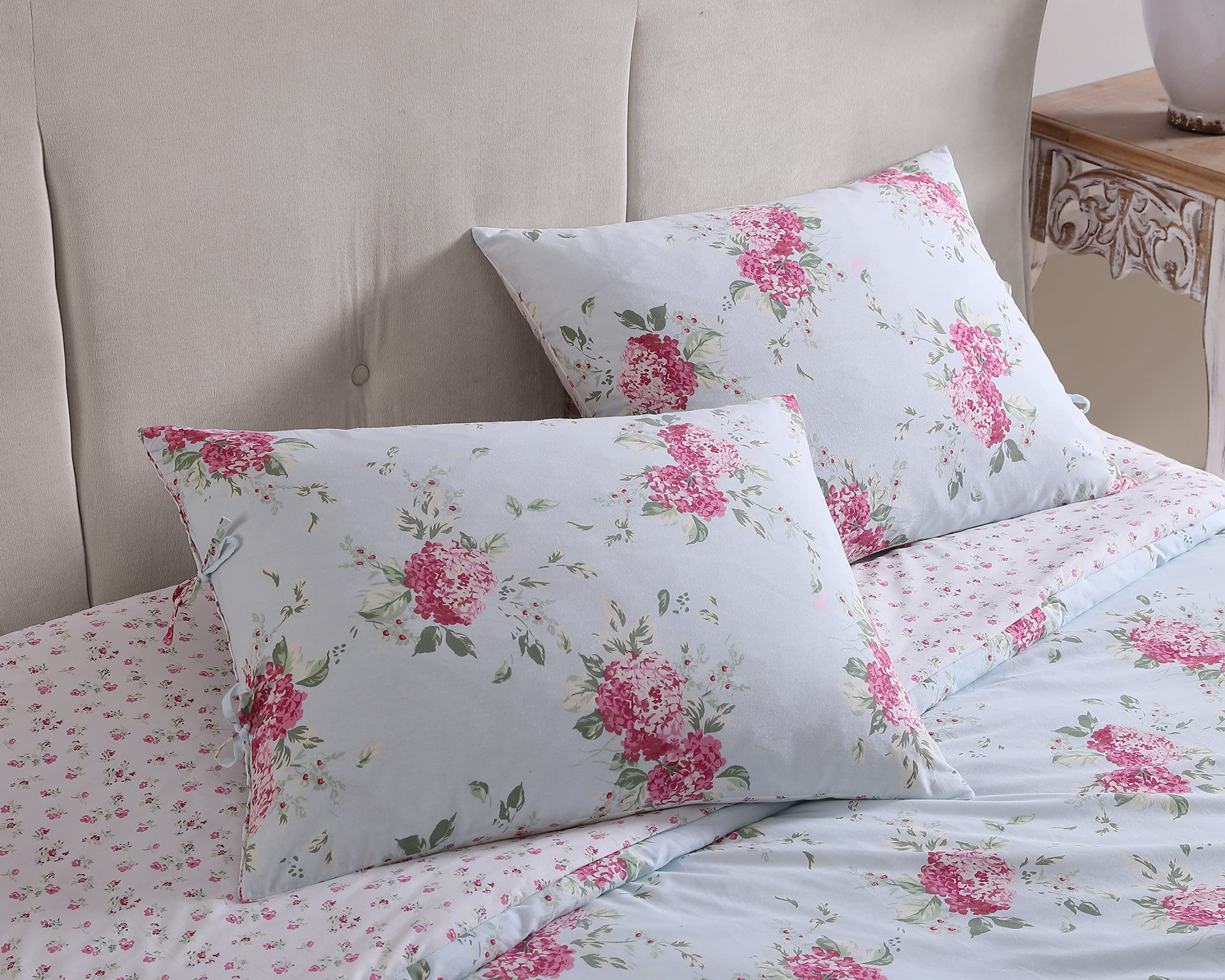 Shabby Chic® - King Comforter Set, Reversible Cotton Bedding with Matching Shams, Elegant Floral Home Decor for All Seasons (Chloe Blue, King)