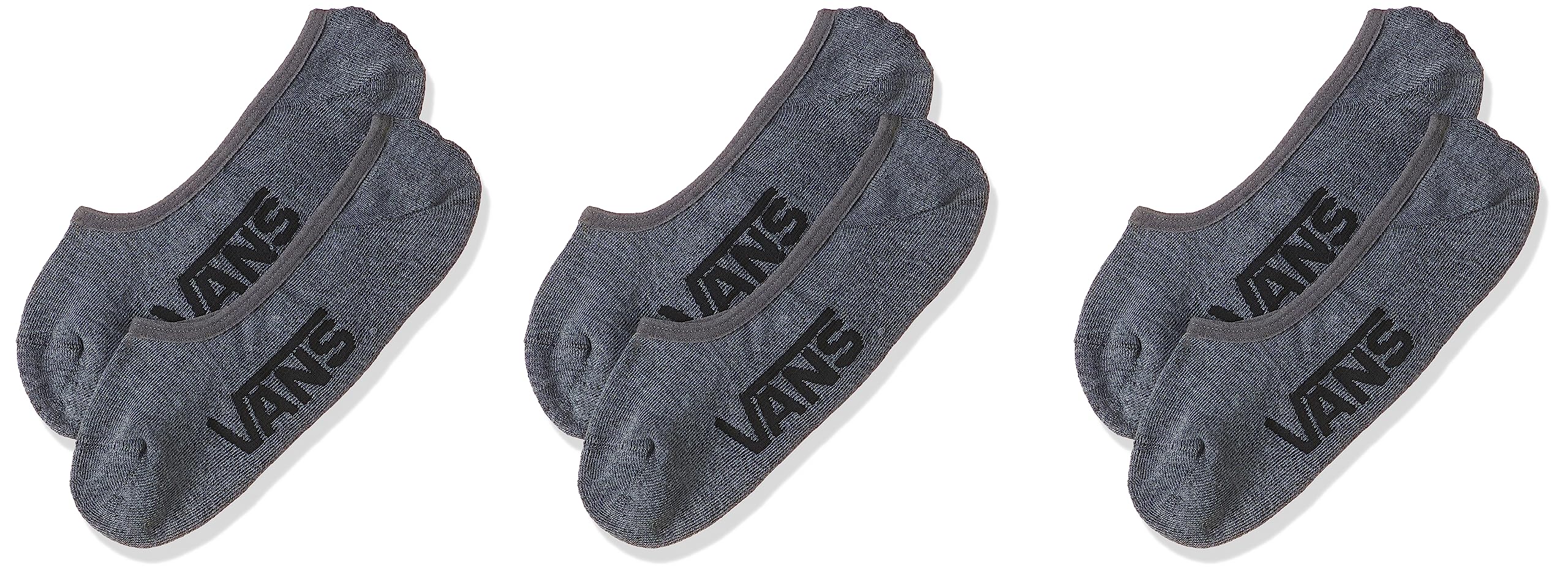 Vans Men's No Show Socks Heather Gray with black lettering - 3 pairs