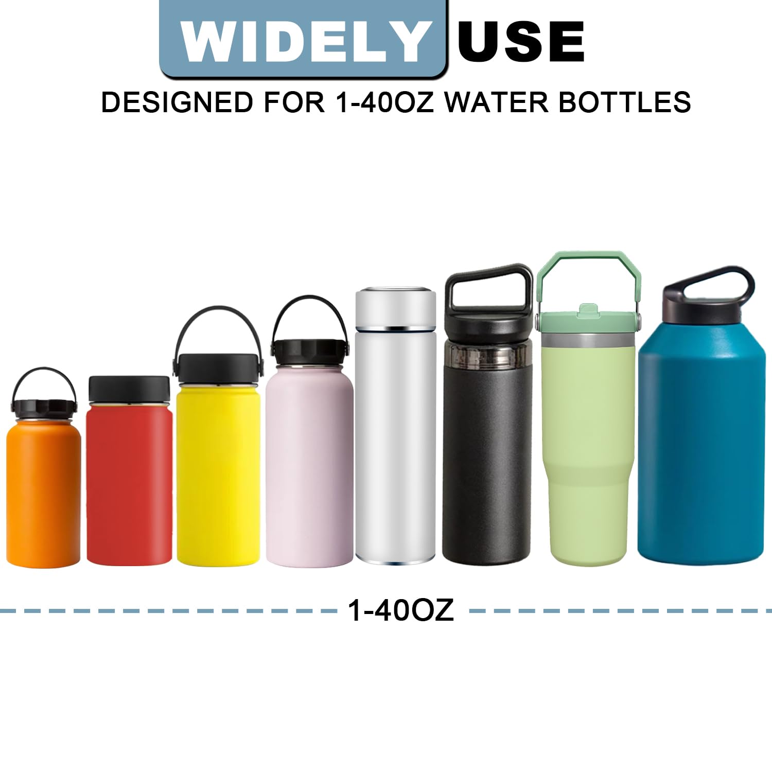 Water Bottle Holder with Strap for Stanley Cup Owala Water Bottle, Durable Silicone Water Bottle Strap Fits 1-40oz Bottles, Water Bottle Handle with Strap for Carrying in Hiking Cycling Gyms