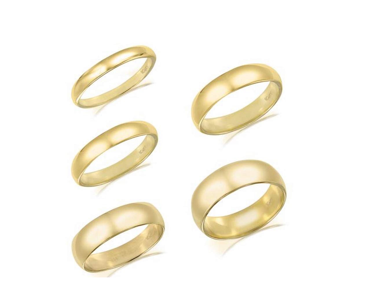 Wedding Bands Solid Real 10K Yellow Gold 4mm Plain Men & Women (9)