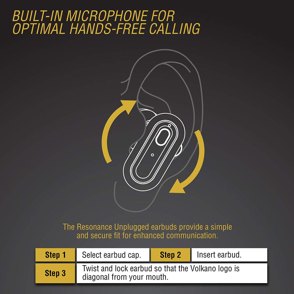Volkano X Dual Dynamic Drivers Wireless Earbuds, IPX5 Water-Resistant - Bluetooth Earbuds for Small Ear Canals, Charging Case - HiFi Stereo Sound - Resonance Unplugged Series [Black]