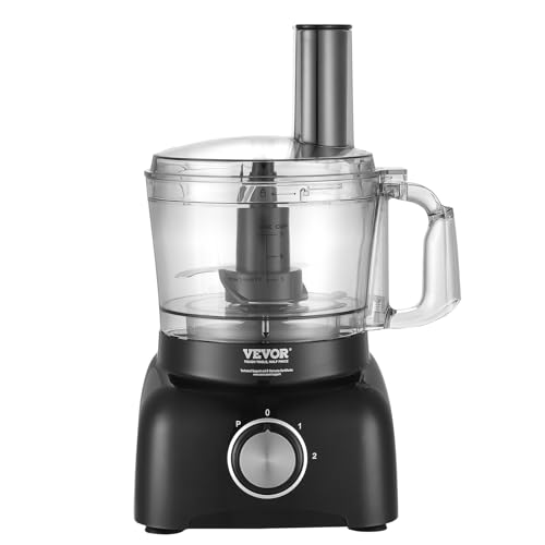 VEVOR Food Processor, 7 Cup Small Vegetable Chopper for Dough, Shredding, Slicing, Electric Meat Processors with 2 in1 Reversible SUS Disc, Large Feed Chute & Pusher, 2 Speed and Pulse for Home Use