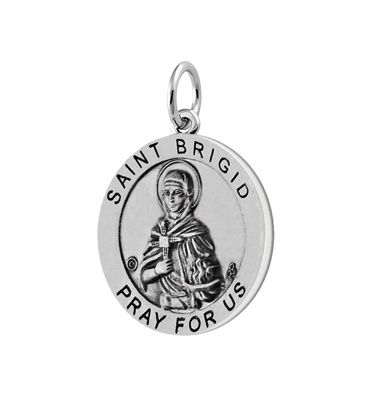 US Jewels Ladies 925 Sterling Silver Saint Brigid Medal Pendant, 18.5mm