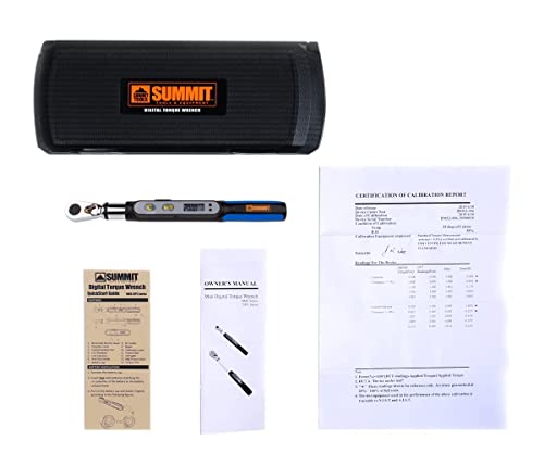 Summit Tools Bit-Head Digital Torque Wrench, 1/4 inch Drive Adopter, 0.221-4.424 ft-lbs Range, Measure Peak Torque, Compact Size, Calibrated (BMS2-006CN-S)