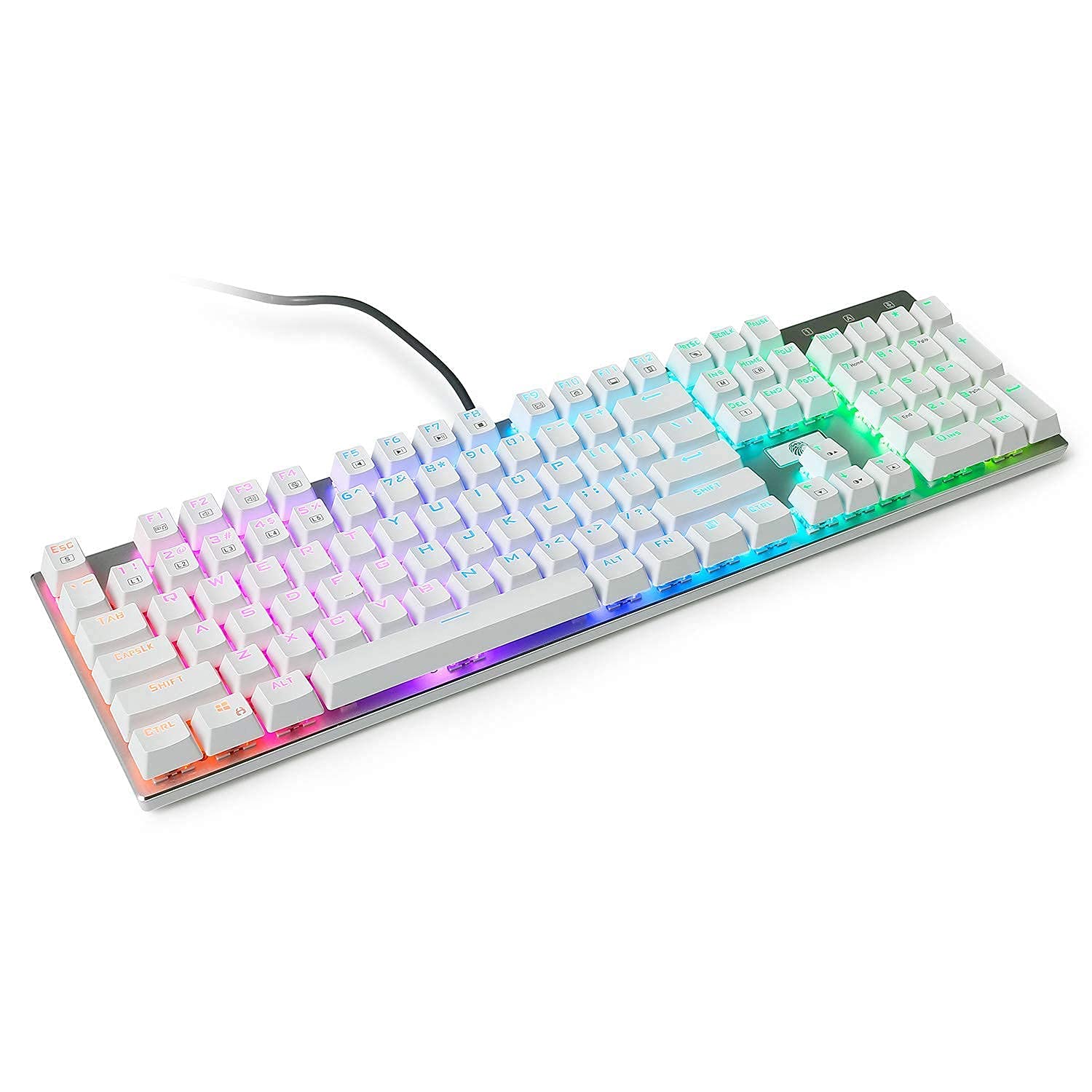Z-88 RGB Backlit Mechanical Gaming Keyboard, E-Element Ergonomic Design Outemu Blue Switch, Aluminum Top-Panel,Full Size Wired Keyboard, Silver and White