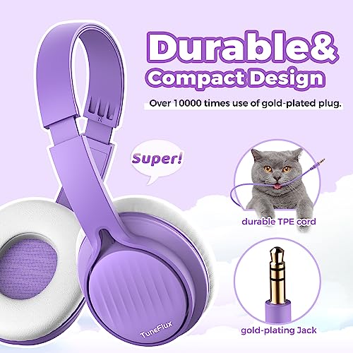 TuneFlux Kids Headphones, Design for boys and girls-Purple