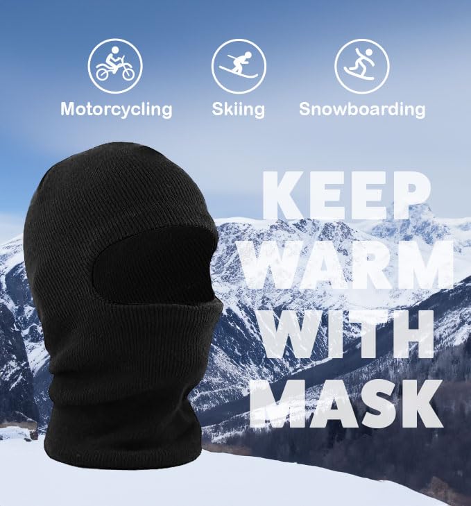 The Hat Depot Made in USA Unisex Ski Mask Winter Hat (Black)