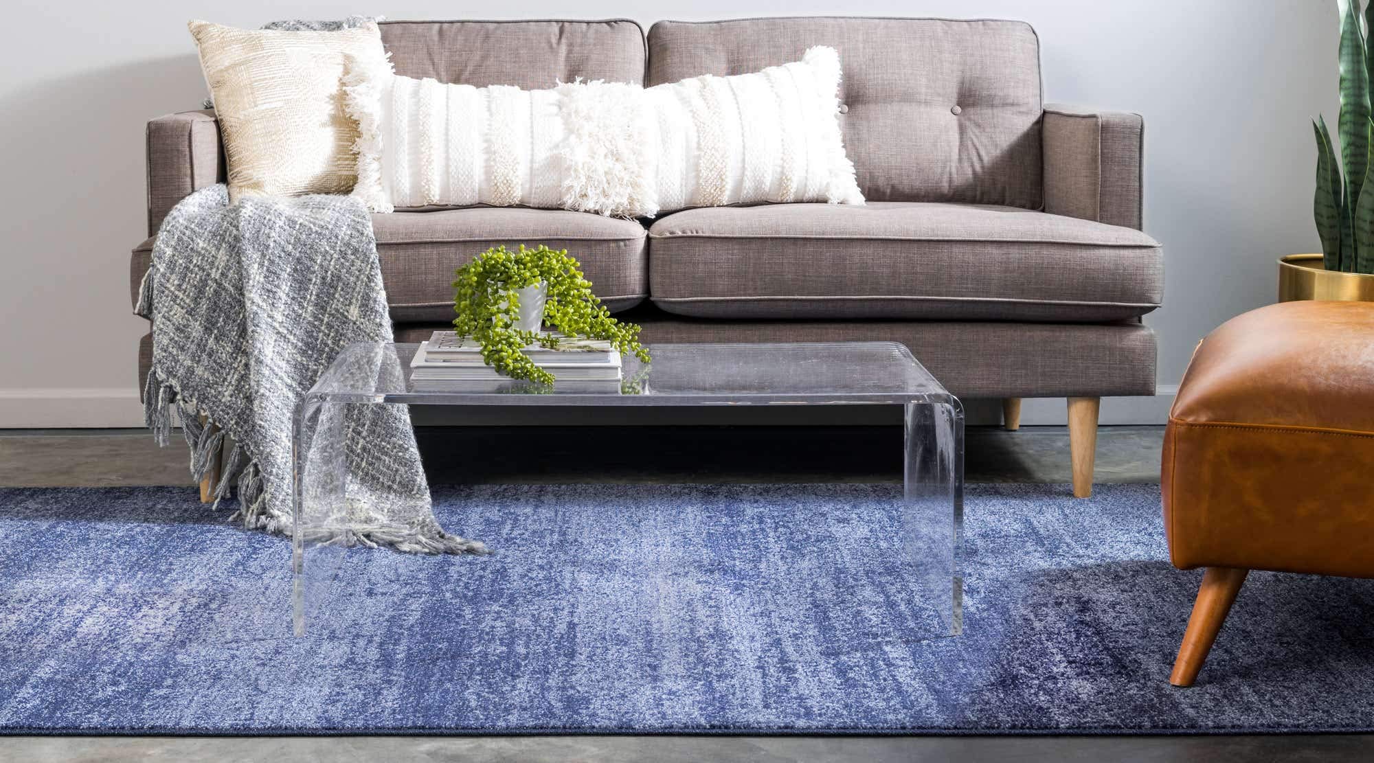 Unique Loom Del Mar Collection Area Rug - Lucille (9'x 12' Rectangle, Navy Blue/ Ivory)