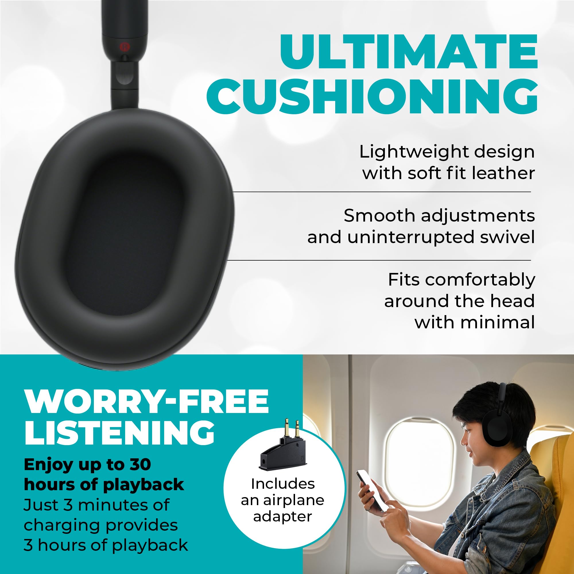 Sony WH-1000XM5 Headphones β Wireless Bluetooth Sony Noise Canceling Headphones Bundle with Audio Cable, USB Cable, Case, Airplane Jack Adapter, Cloth - Sony XM5 Headphones, Sony WH1000XM5, Black