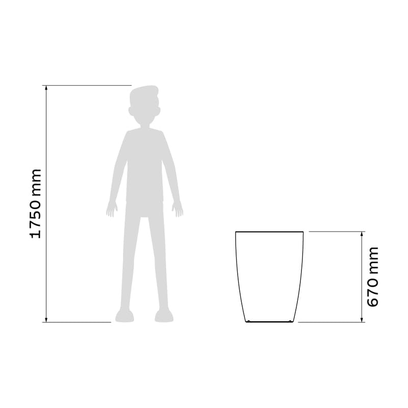 Thai Plant Pot Plastic Taupe Diameter 50 x Height 67 cm Weatherproof Volume 84 litres