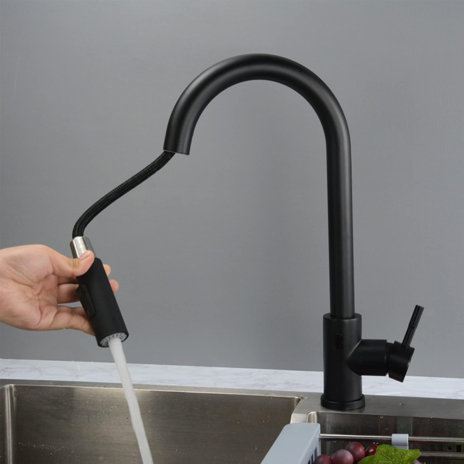 Touchless Kitchen Faucet, Stainless Steel Kitchen Sink Faucet with Pull Down Sprayer,High Arc Smart Motion Sensor Single Handle Kitchen Faucet with 2 Functions Sprayer, Deck Mounte