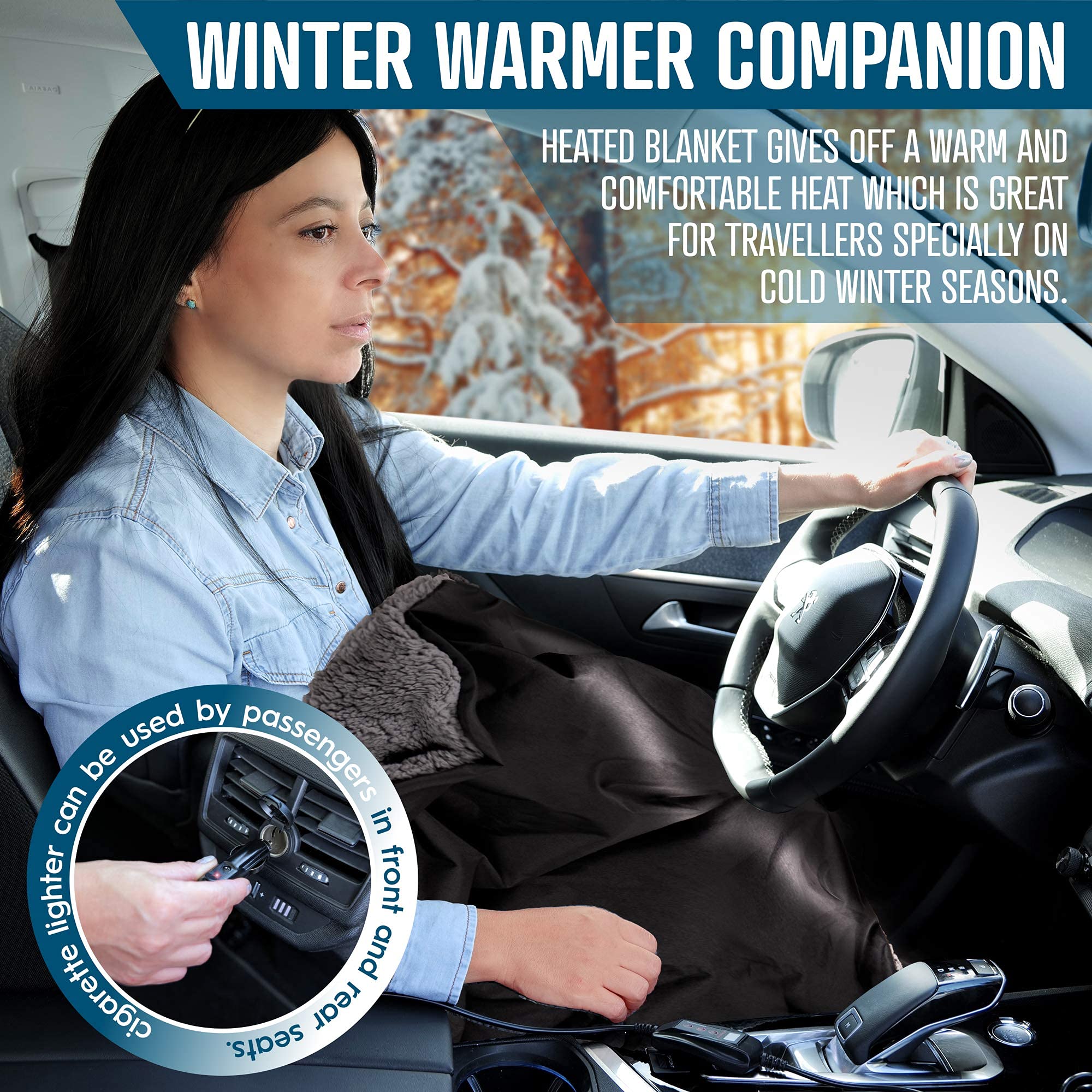Zone Tech Sherpa Fleece Travel Blanket Grey Cozy Soft Plush Warm Fuzzy Automotive Comfortable Car Seat 59" x 43β Blanket -Great for Winter, Home, Office and Camping