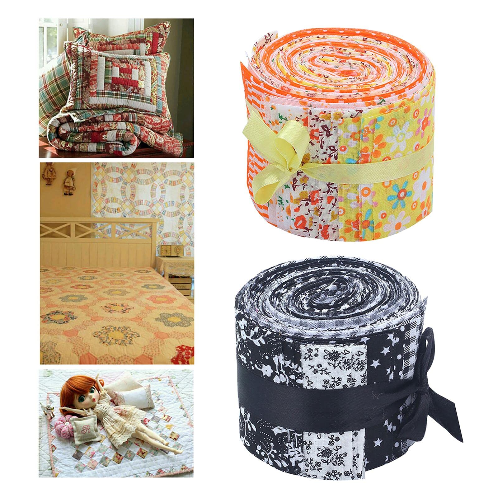 Yiju 40Pack 2.4 Inch Jelly Roll Quilt Strips Floral Printed Fabric DIY Sewing