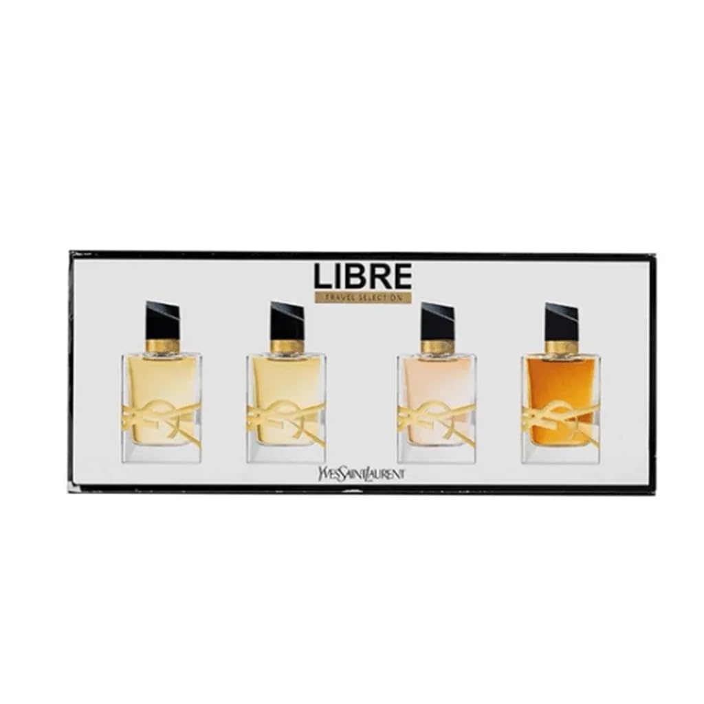 Yves Saint Laurent YSL Perfume Miniatures Travel Set for Women, Eau de Toilette & Eau de Perfume, Opium, Paris, Black Opium, Mon Paris, 7.5ml .25 oz.