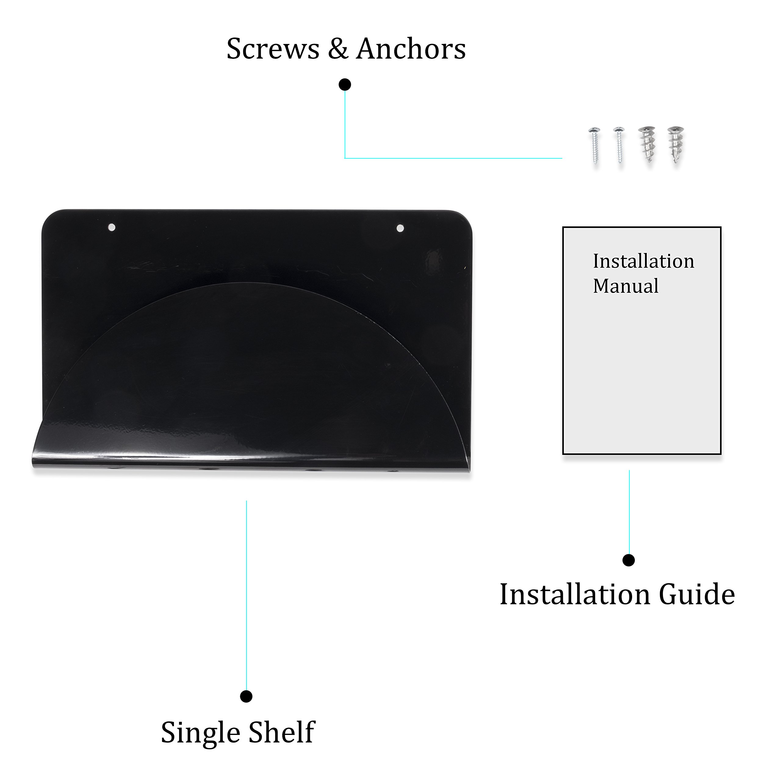 Wallniture Entryway Organizer - Hanging Letter Envelope Mail Holder - Wall Mount Magazine Rack Steel Metal Black