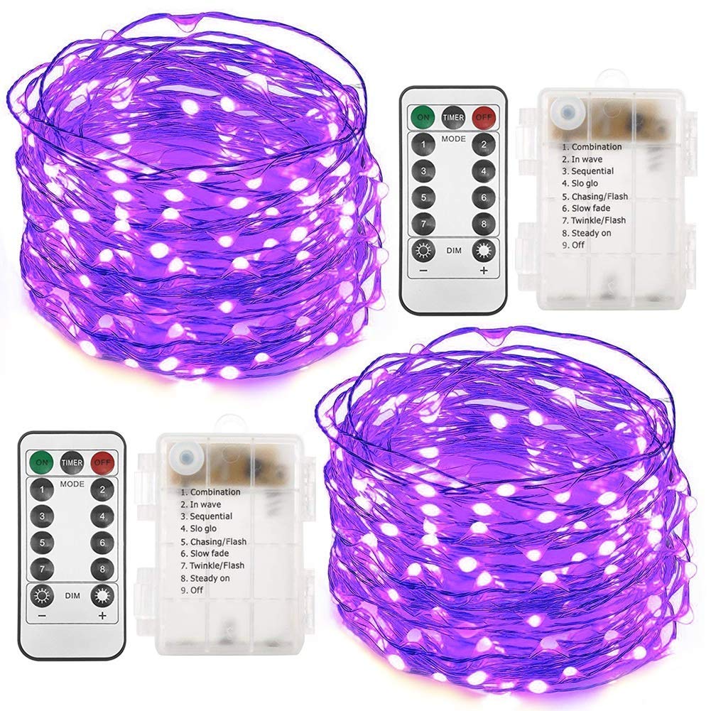Twinkle Star 2 Set Christmas Fairy Lights Battery Operated, 33ft 100 Led String Lights Remote Control Timer Twinkle String Lights 8 Modes Firefly Lights for Garden Party Indoor Decor, Warm White