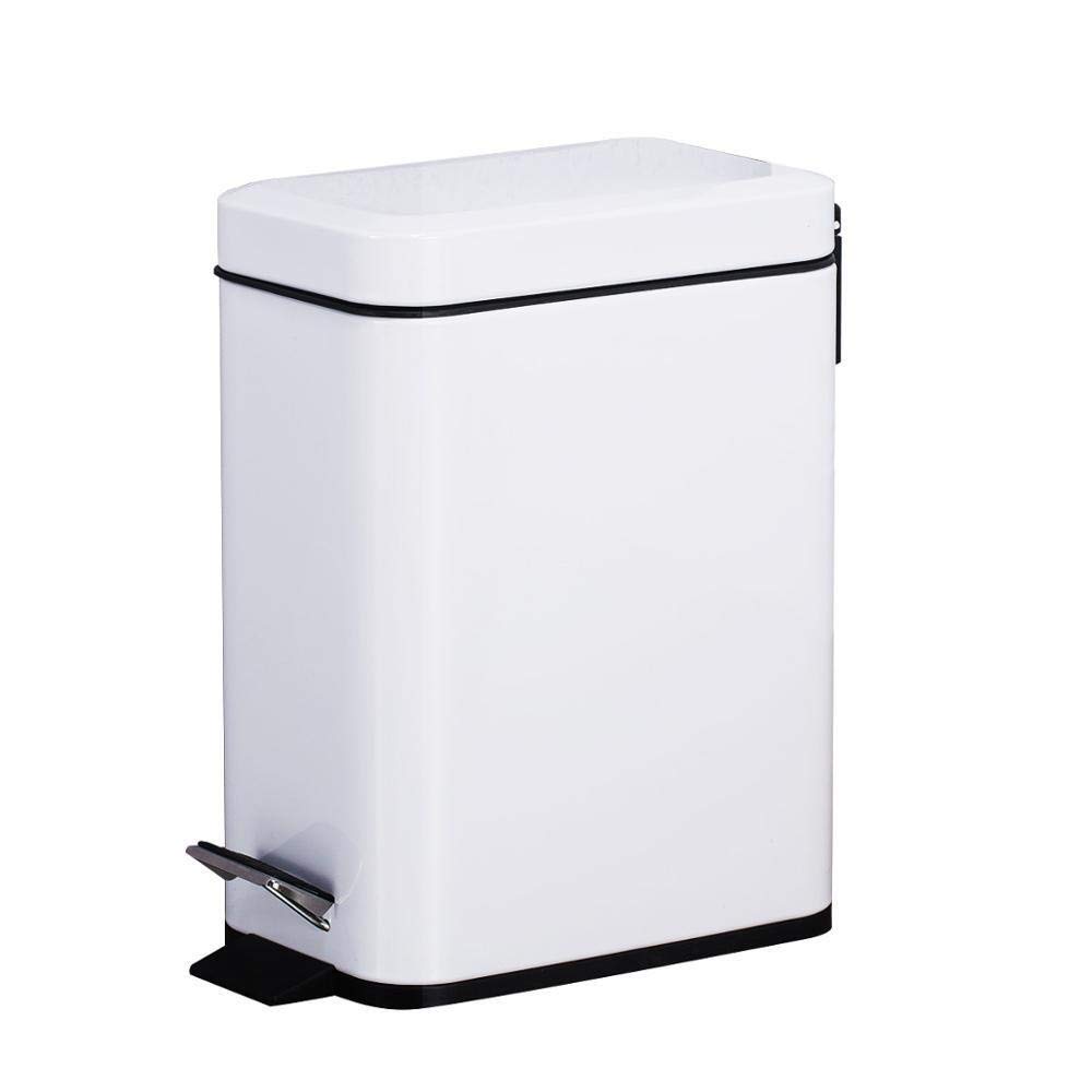 TURHAN Trashcan, Metal Pedal Style Dust Bin Waste Basket Trash Can Garbage Recycle Bin Silent Lid Removable Inner Bucket White