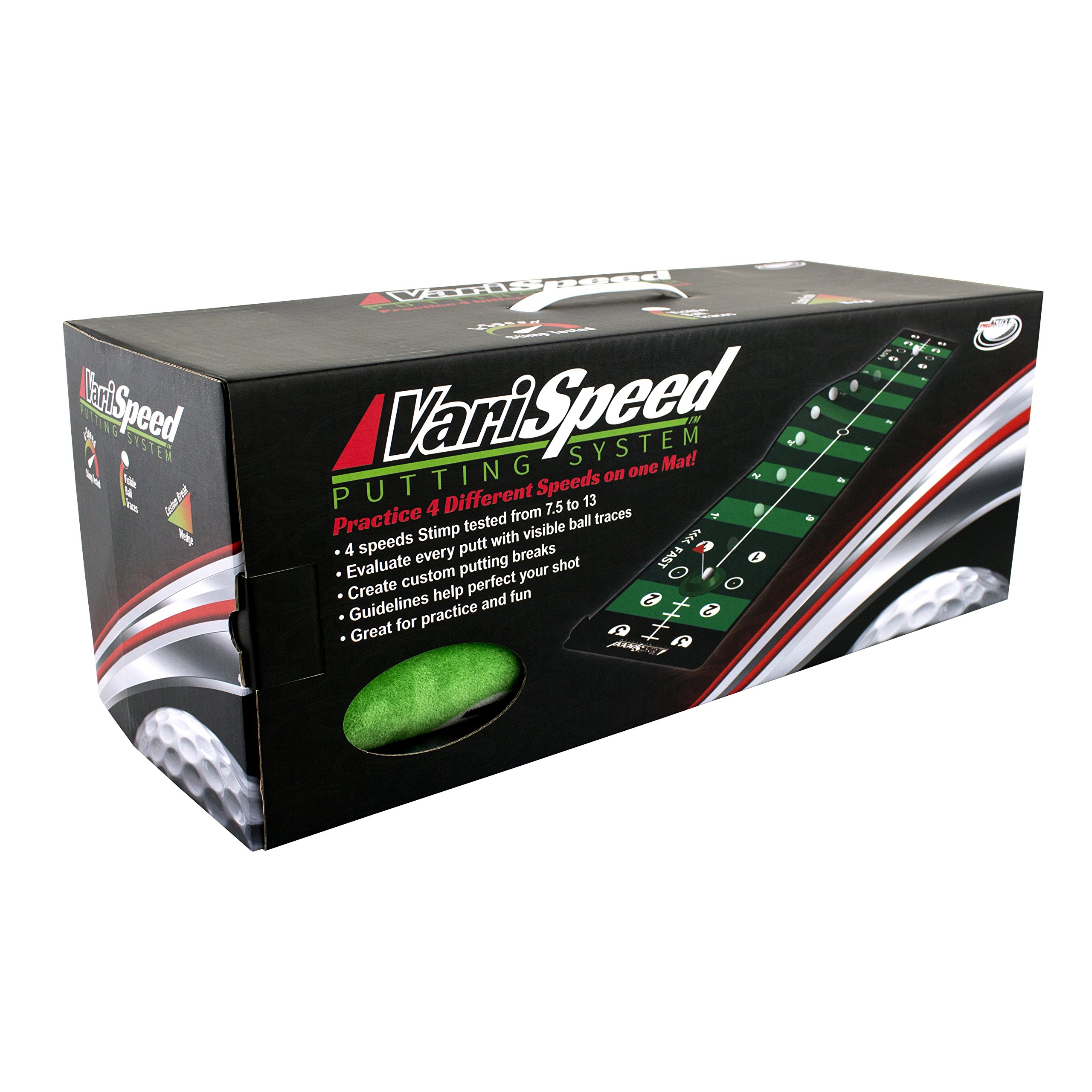 ProActive Sports, VariSpeed Putting System, 10 ft, Mimics Real Putting Green, Loaded with Drills, Training Aid for Indoor or Outdoor, Practice 4 Different Speeds On One Mat