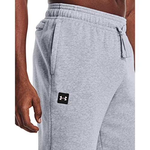 Under Armour Mens Rival Fleece Joggers , Mod Gray Light Heather (011)/Onyx White , Large
