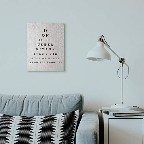 Stupell Industries Eye Chart Funny Word Bathroom Laundry Wood Textured Design Canvas Wall Art, 16 x 20, Multi-Color
