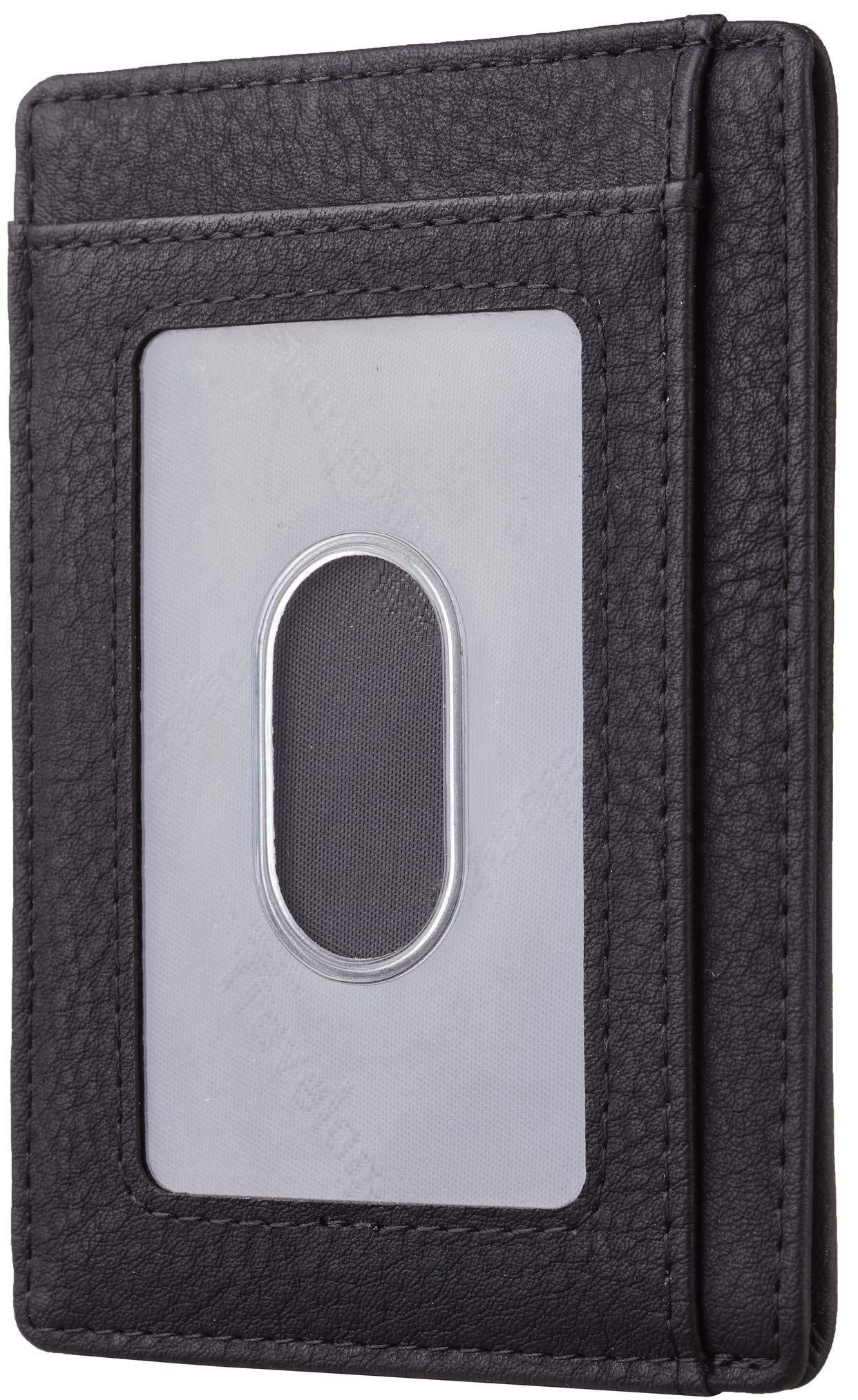 Travelambo Front Pocket Minimalist Leather Slim Wallet RFID Blocking Medium Size(OD Black)