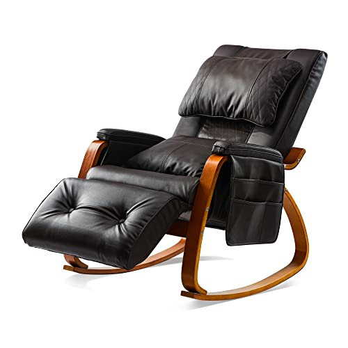 Yehha Rocking Living Room, PU Leather Electric Recliner w/Remote Control, 5 Angle Adjustments & Six Massage Modes, Single Sofa Home Theater Chairs, Dark Brown