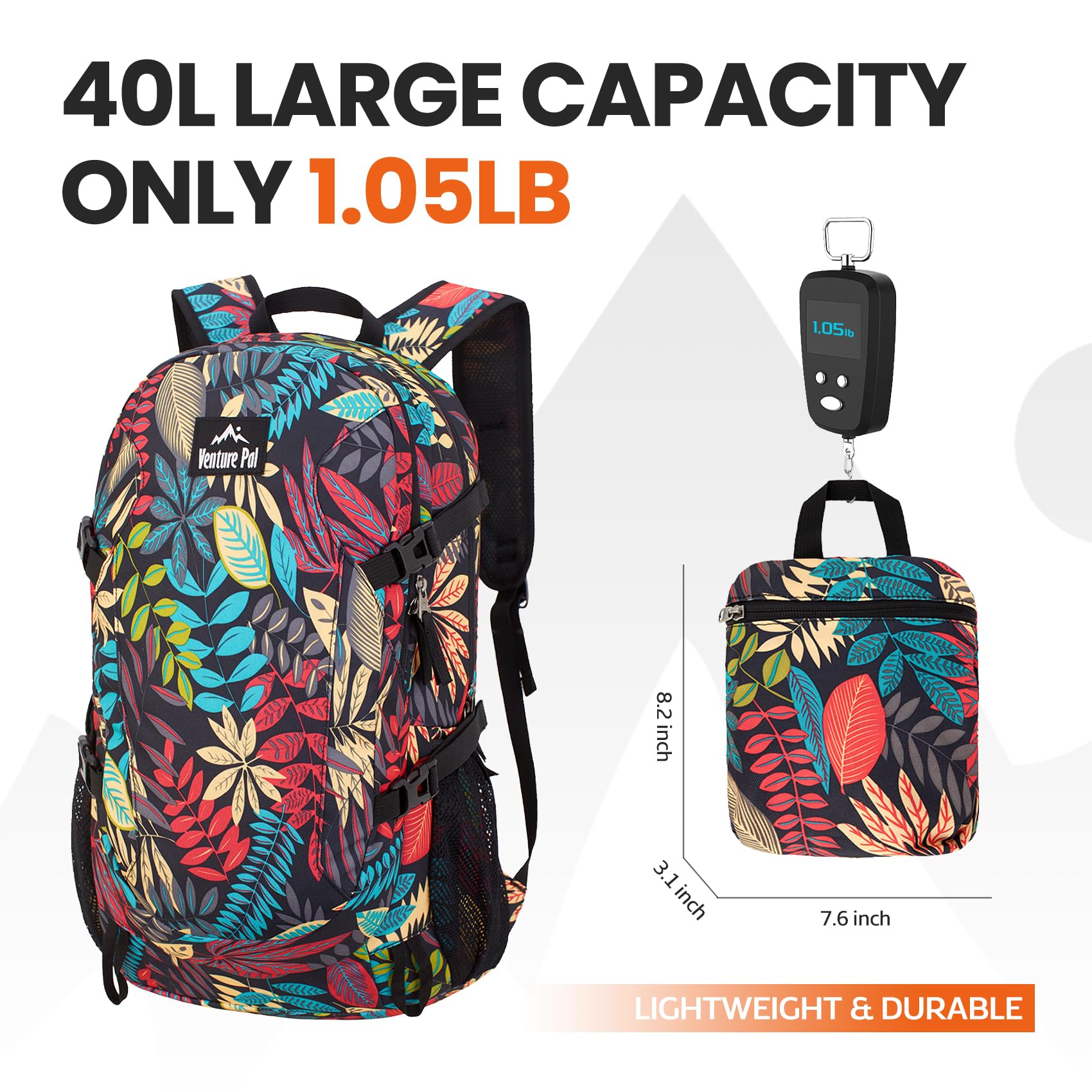 Venture Pal 40L Lightweight Packable Travel Hiking Backpack Daypack