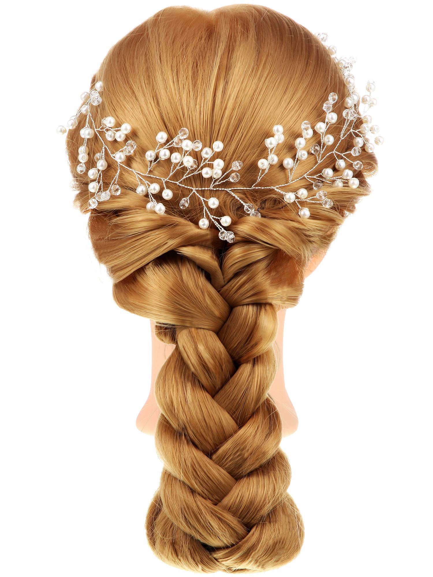 WILLBOND Flower Girl Headpiece - Princess Headband with Pearls for Wedding, First Communion, Hair Accessory