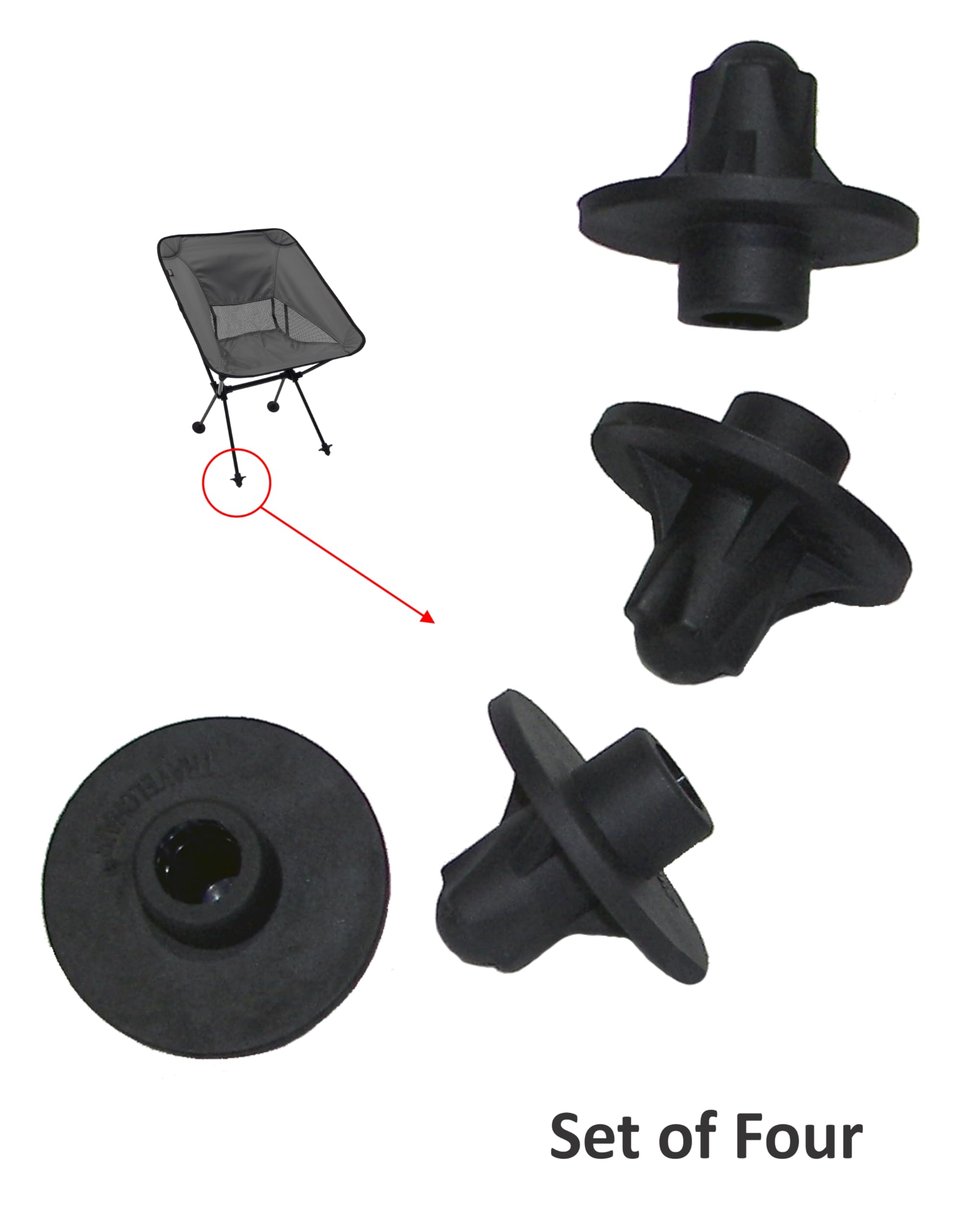 TravelChair Anti-Sink Disc, For Shock Cord Chairs on Soft Surfaces, Set of 4, Black
