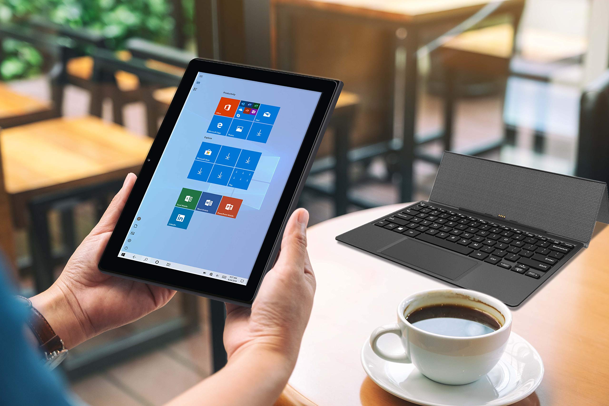 Venturer 11.6" Windows 10 (Free Upgrade to Windows 11 When Available) Laptop/Tablet with Keyboard, 64GB Storage, 4GB RAM, Intel Pentium N5000 Processor, FHD Display