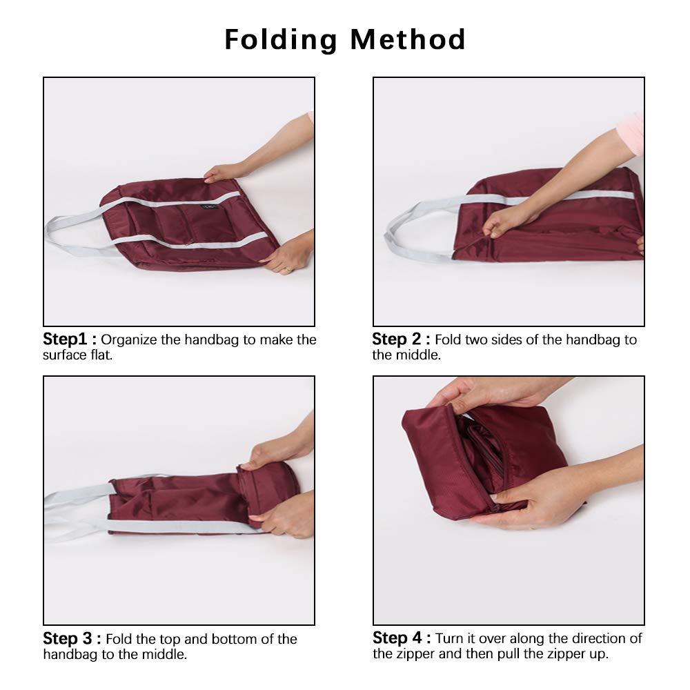 SITAKE 4 Pcs Foldable Travel Duffel Bag, Waterproof Lightweight Carry-on Bags, Suitable for Overnight, Holiday, Shopping, Weekends, Outing, Gym(Wine Red/Navy Blue/Sky Blue/Light Pink)