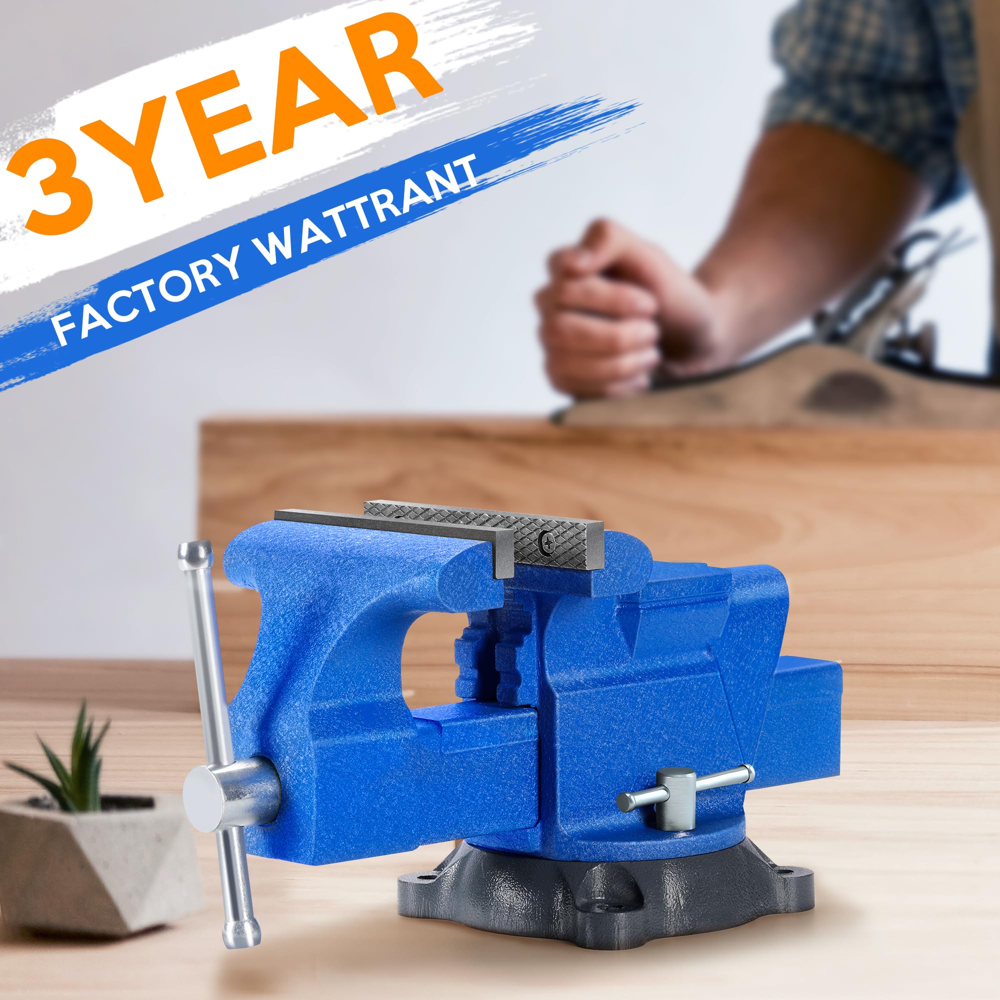 RENGUE Bench Vise, 6 inch Jaw Opening Vice for Workbench Utility Combination Pipe Home Vise 360-Degree Swivel Workbench Vise for Drilling, Pipe Cutting